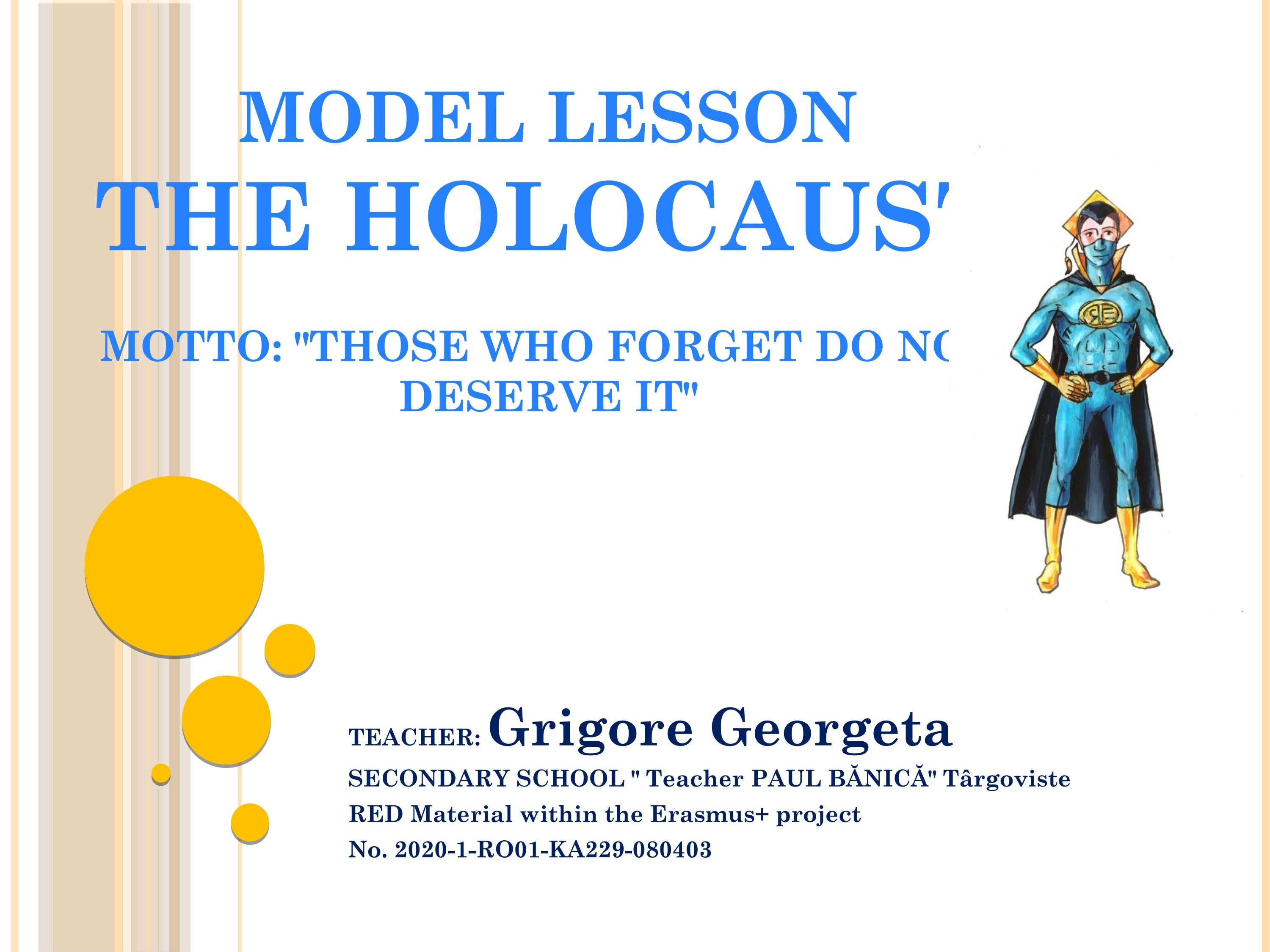 "Model lesson-The Holocaust" -Erasmus Open educational resource (RED ...