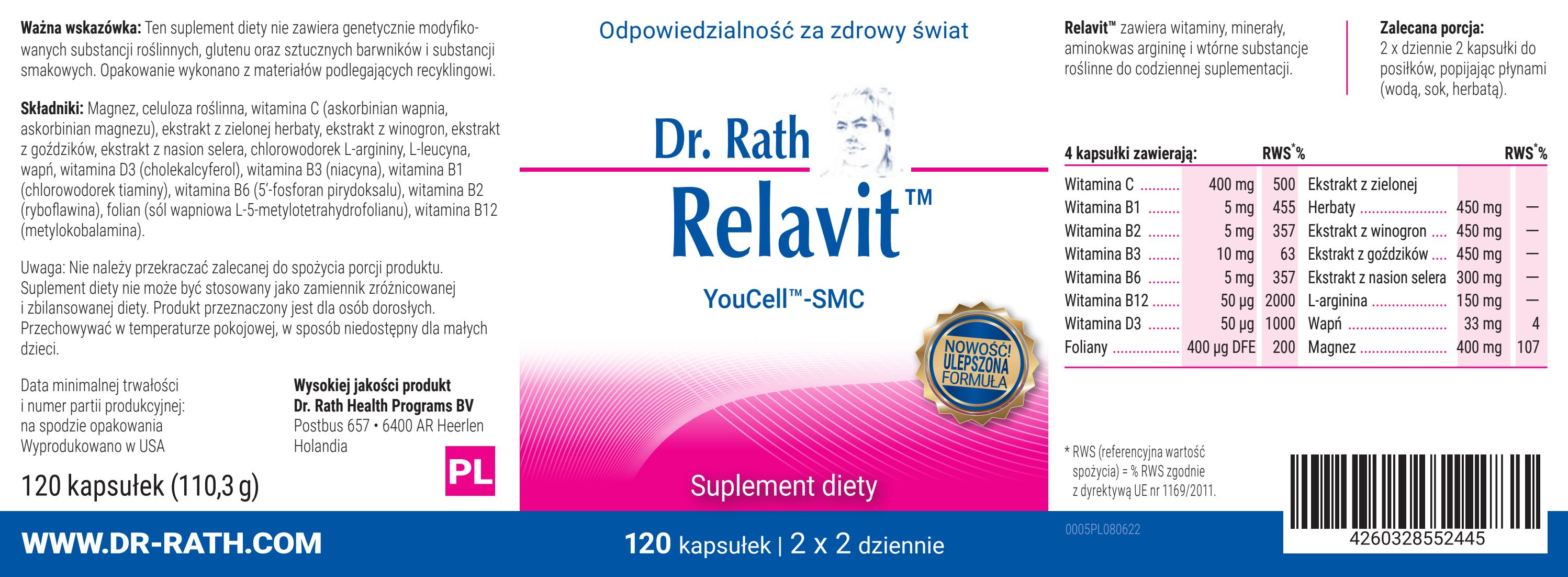 0005 Relavit™ - YouCell™-SMC 120 kapsułek - PL by Dr. Rath Health ...