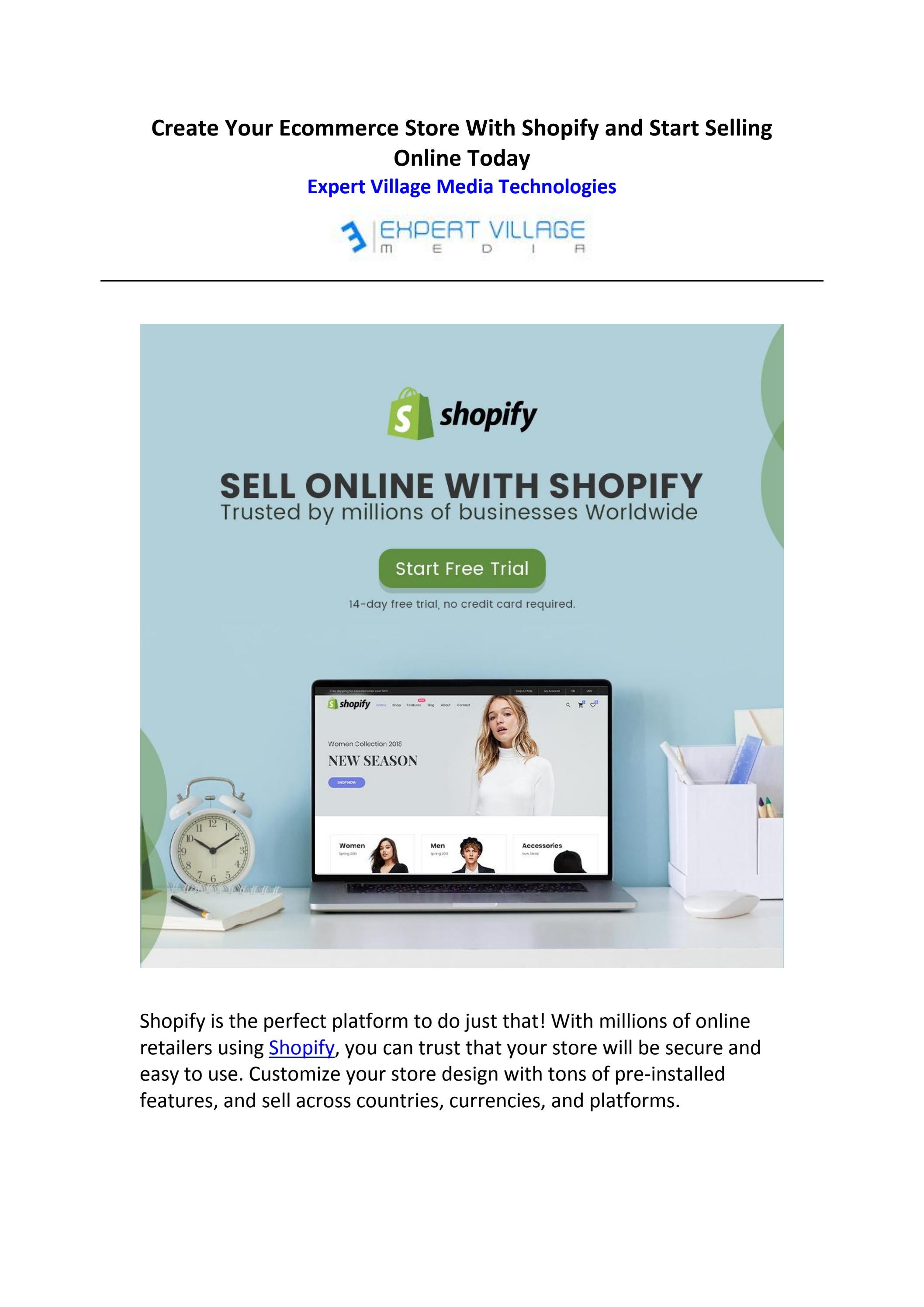 Create Your Ecommerce Store With Shopify and Start Selling Online Today ...