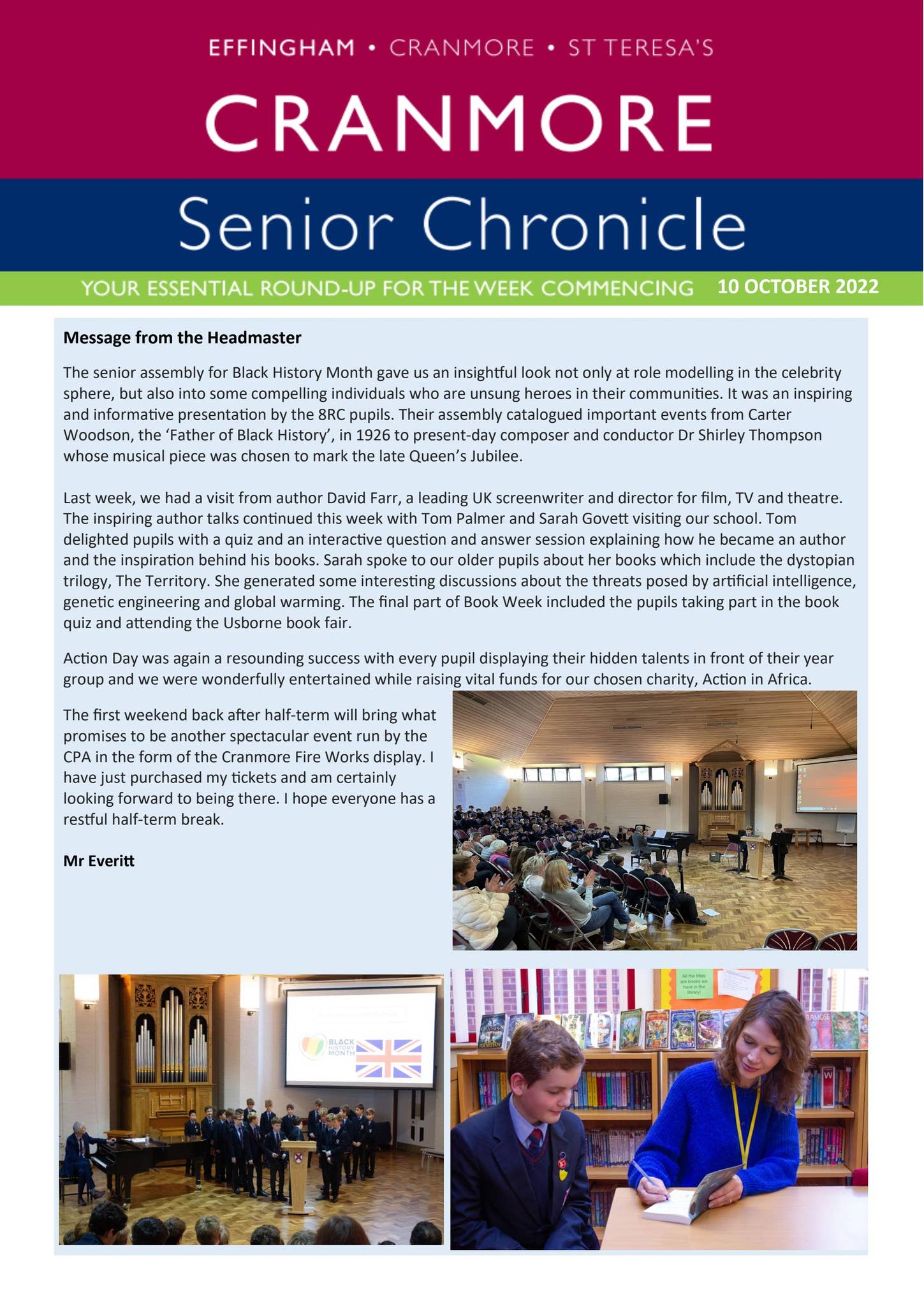 Cranmore Senior Chronicle 10 October 2022 by Effingham Schools Trust ...