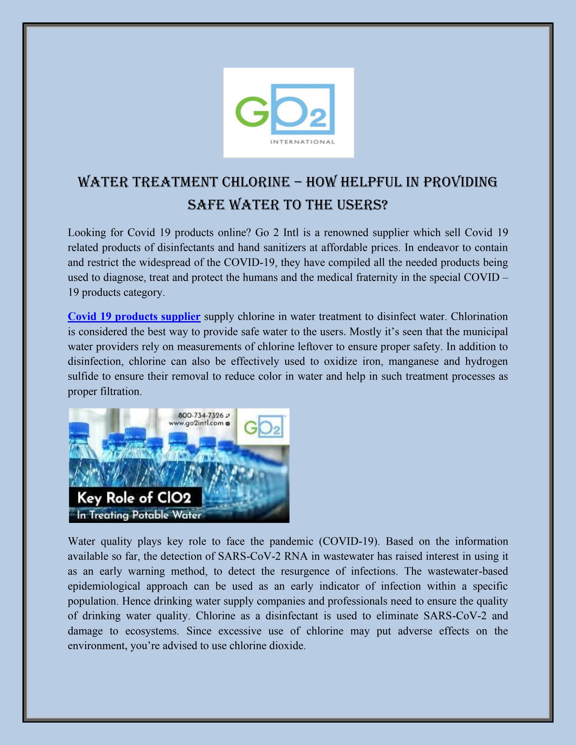 Water Treatment Chlorine – How Helpful in Providing Safe Water to the ...