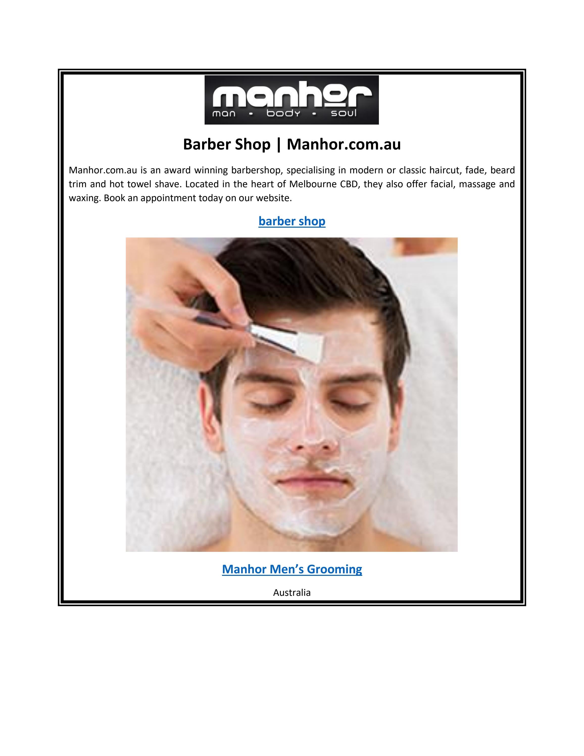 Barber Shop | Manhor.com.au by Manhor mens Grooming - Issuu