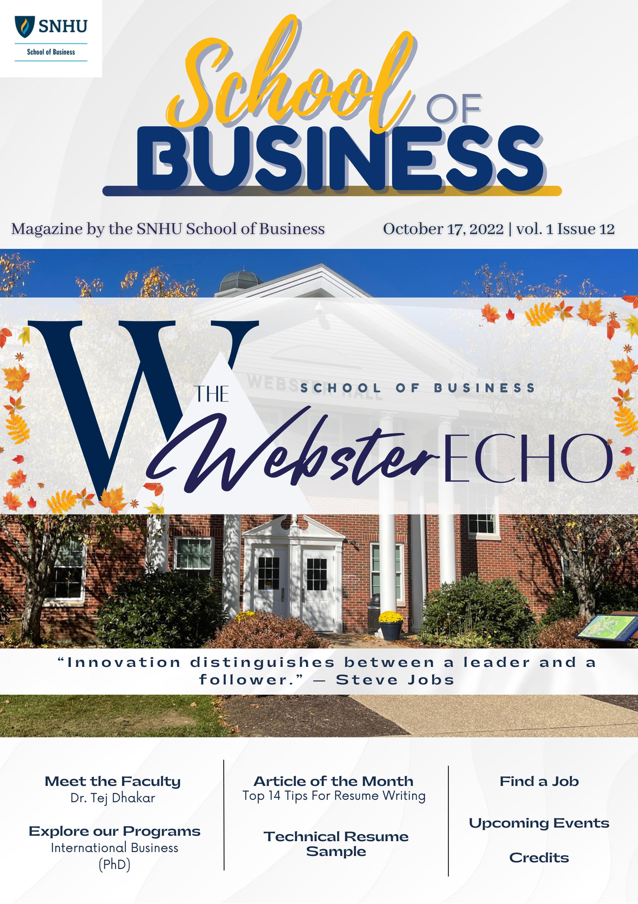 The Webster Echo - SNHU School of Business October 2022 by SNHU School ...