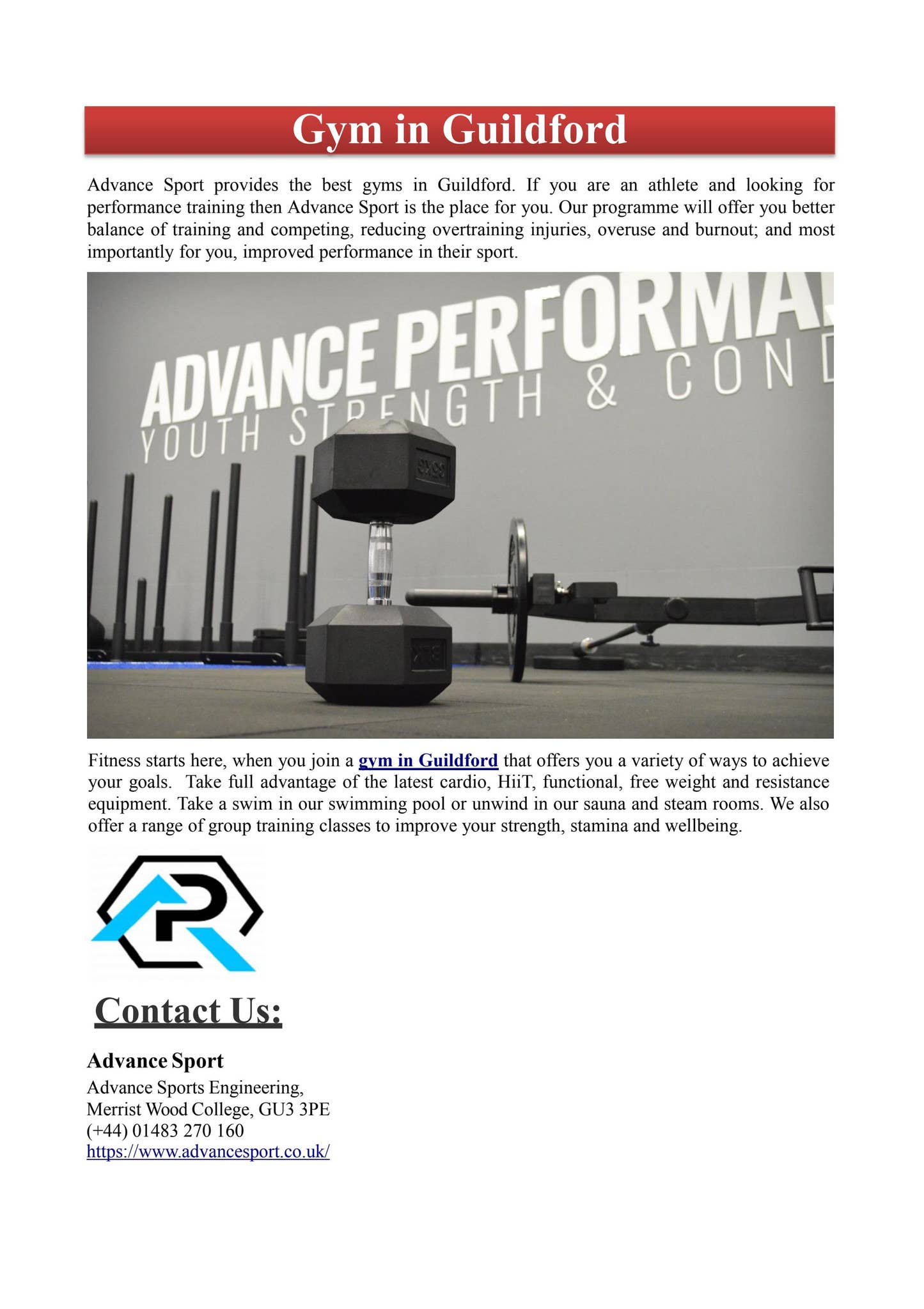 Gym in Guildford by Advance Sport - Issuu