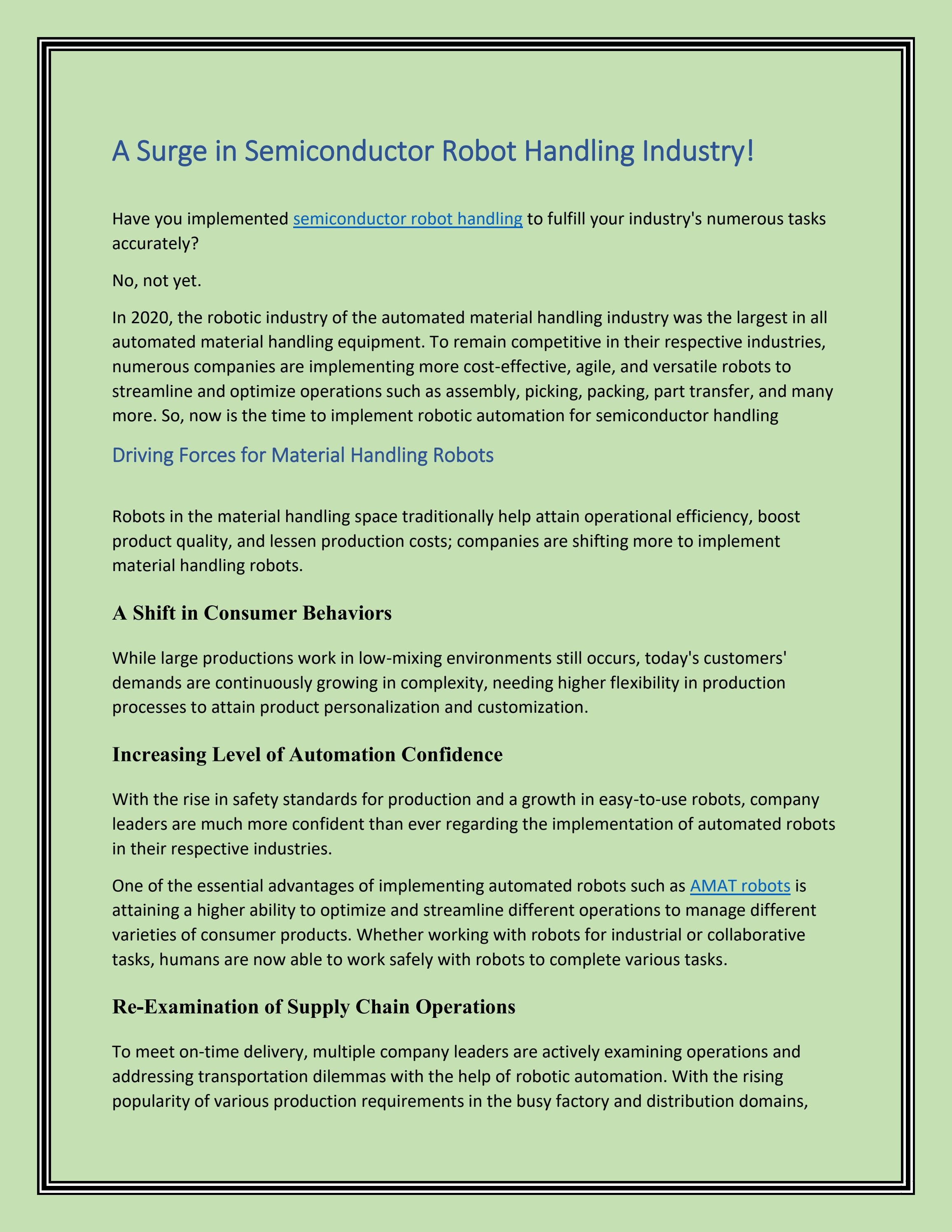 A Surge in Semiconductor Robot Handling Industry!! by Kensington Labs ...