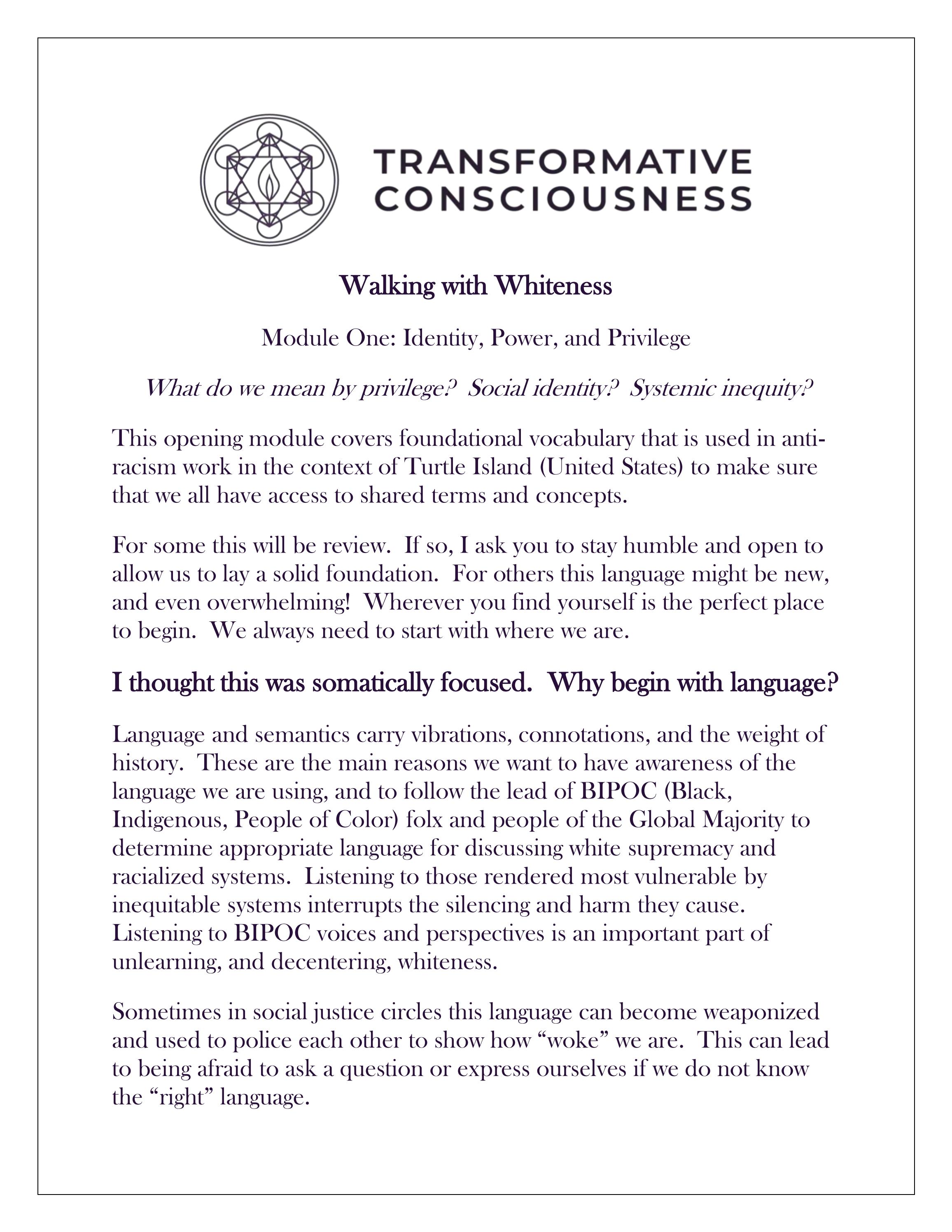 Module One: Identity, Power, and Privilege by ...