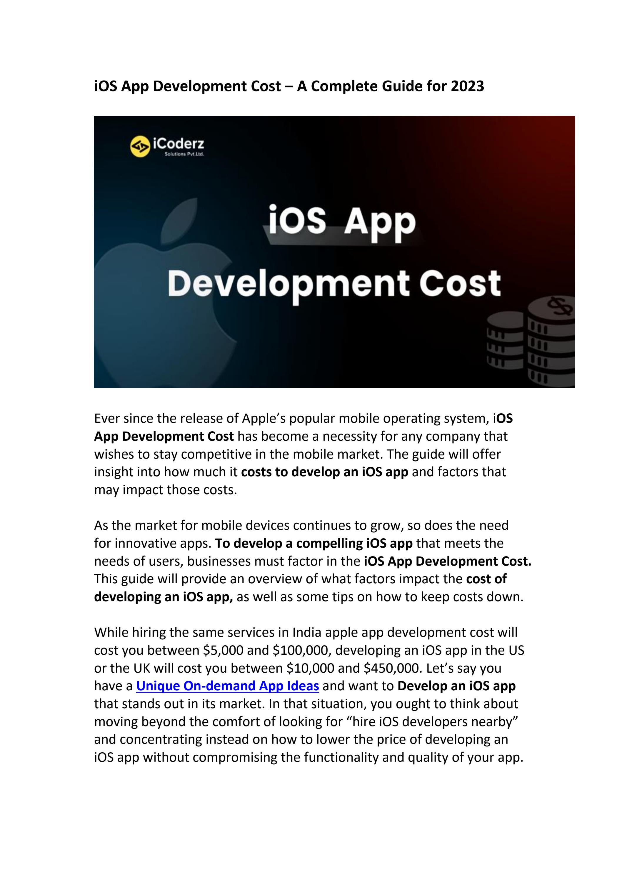 iOS App Development Cost – A Complete Guide for 2023 by iCoderz Solutions - Issuu