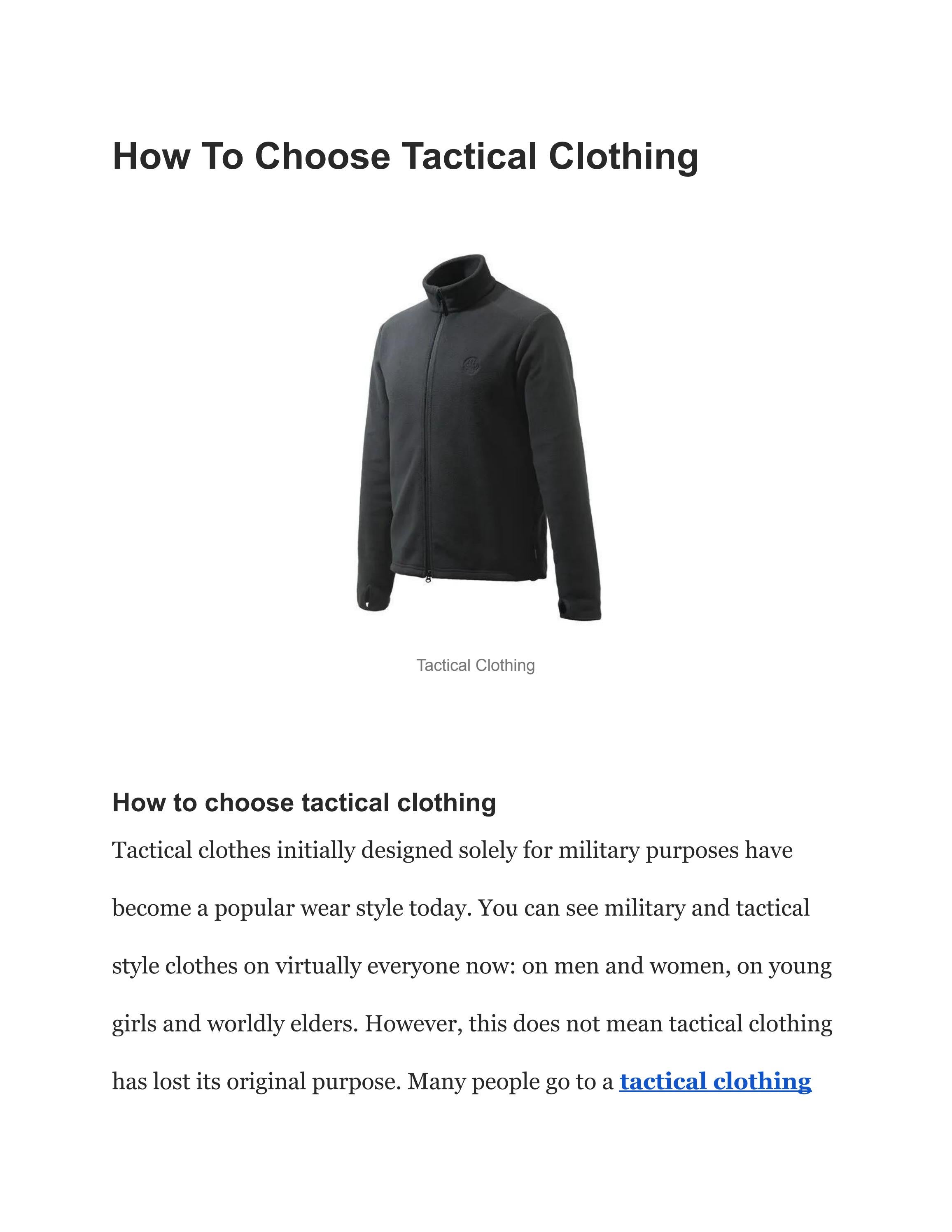 How To Choose Tactical Clothing by jack Mathew - Issuu