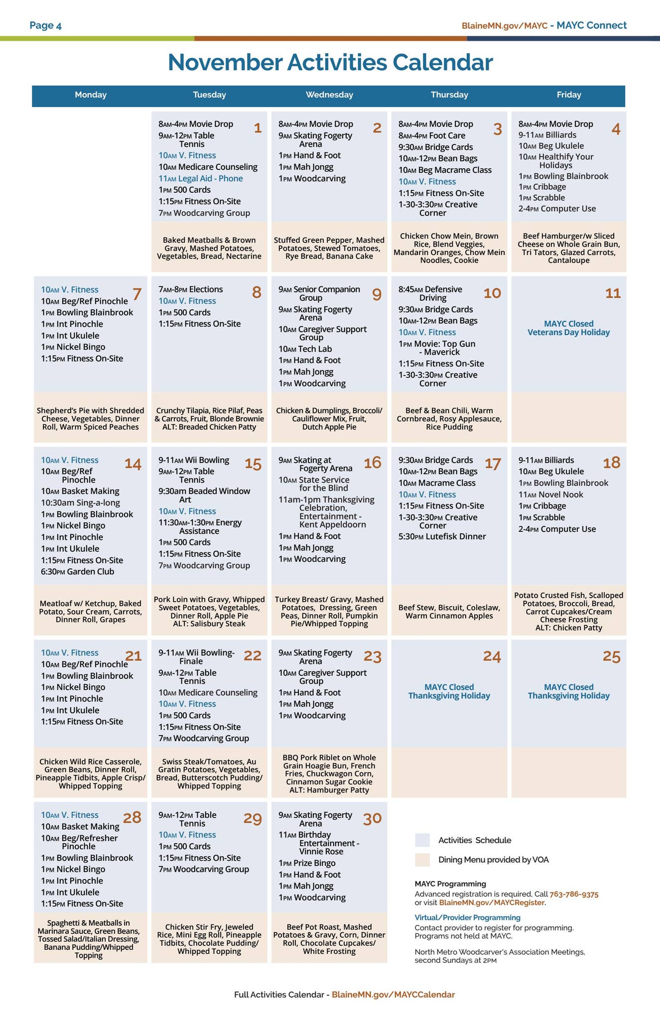 MAYC Calendar - November 2022 by City of Blaine - Issuu