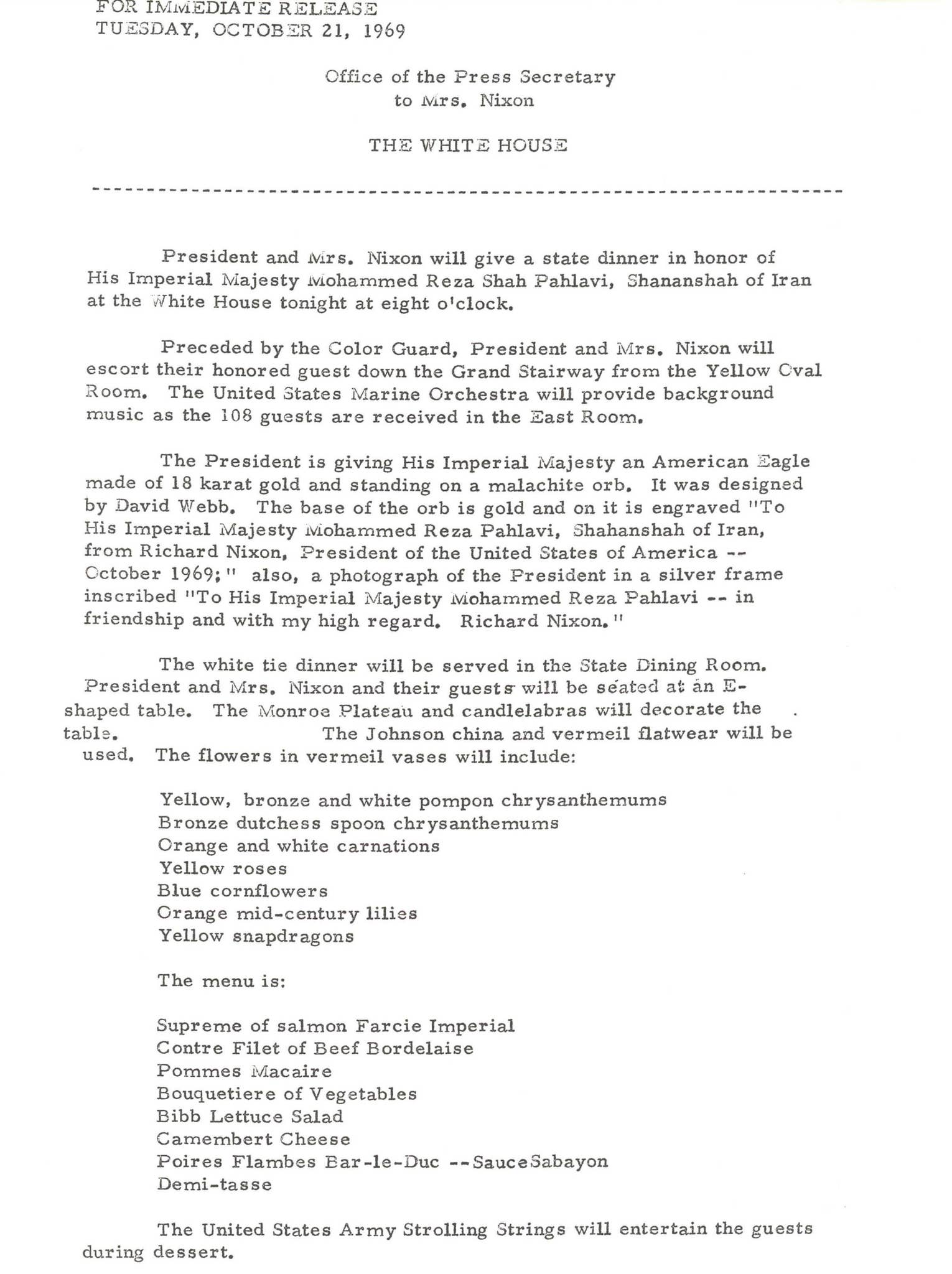 State Dinner Press Release, October 21, 1969 by Nixon Foundation - Issuu
