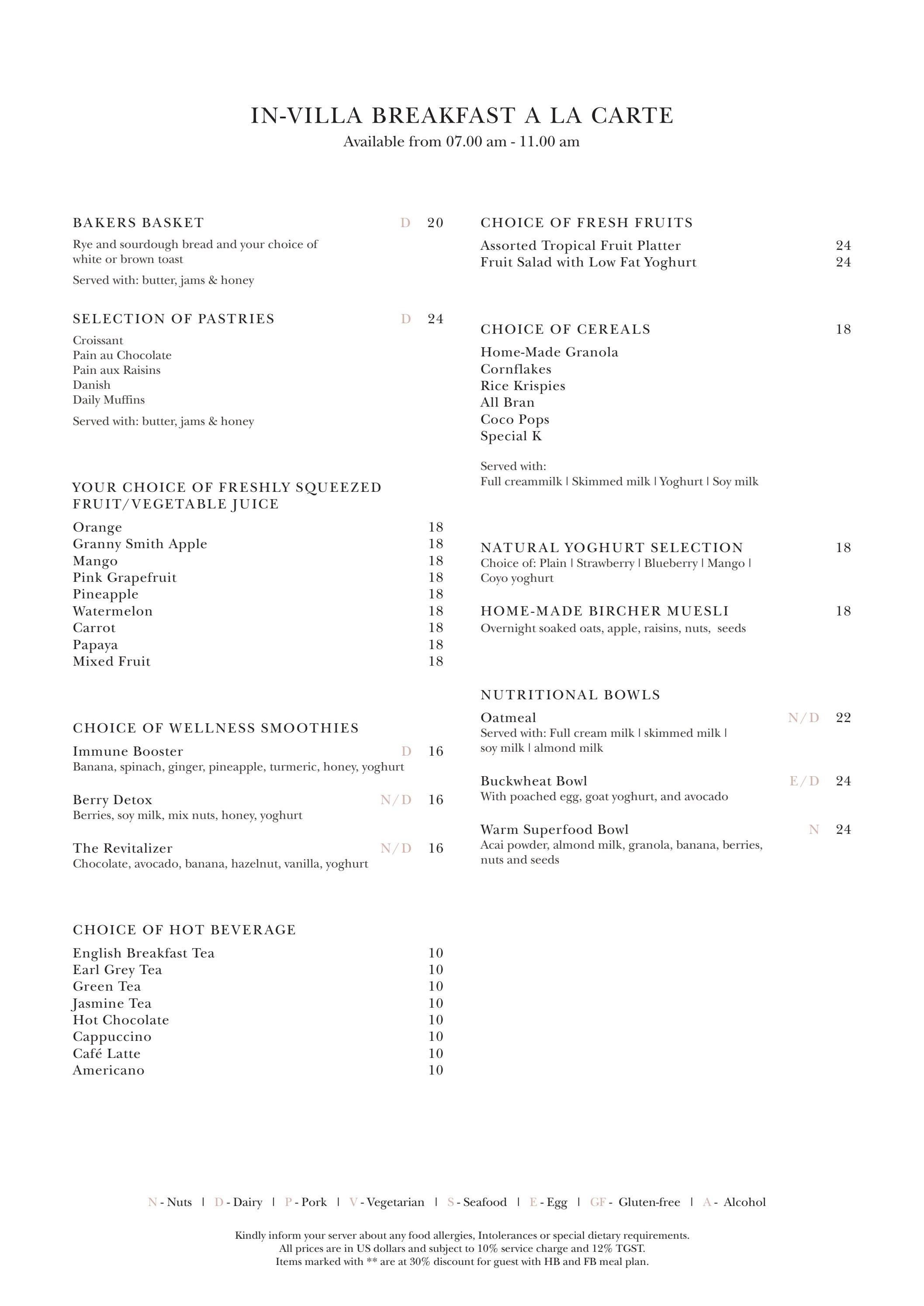 InterContinental Maldives In Villa Dining Menu by InterContinental ...