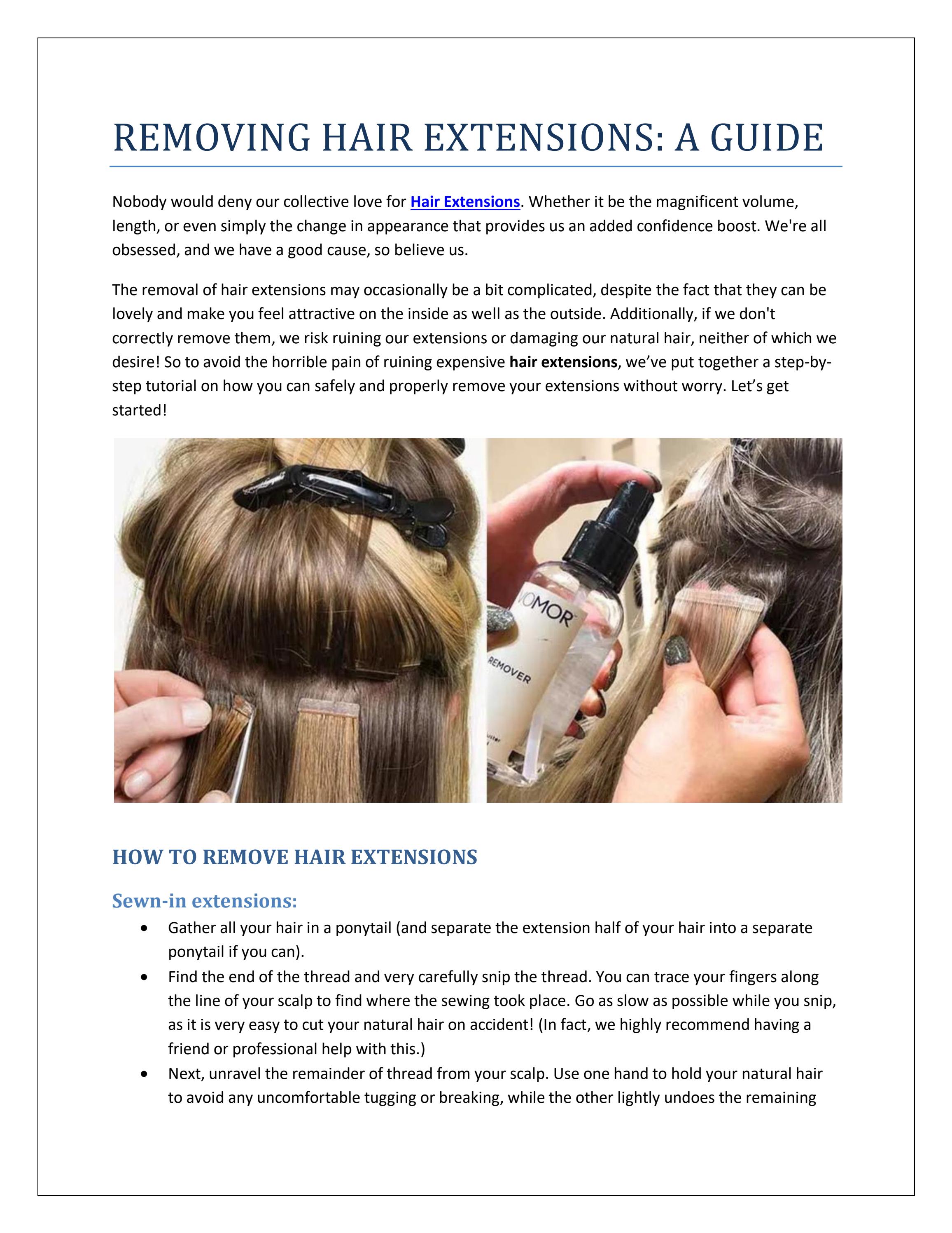 REMOVING HAIR EXTENSIONS: A GUIDE by HAIR DEVELOPMENT (UK) LTD - Issuu