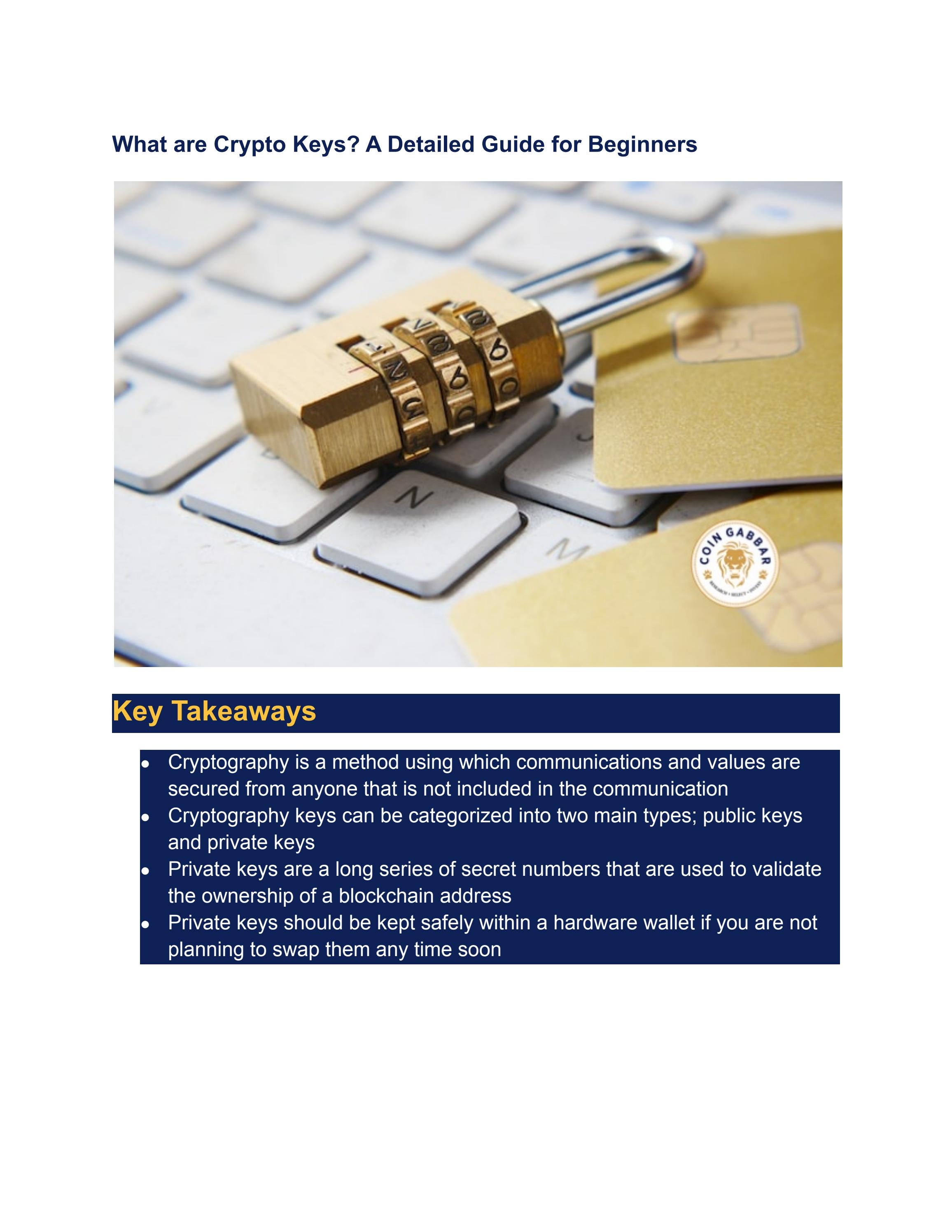 What are Crypto Keys? A Detailed Guide for Beginners by Coin Gabbar - Issuu