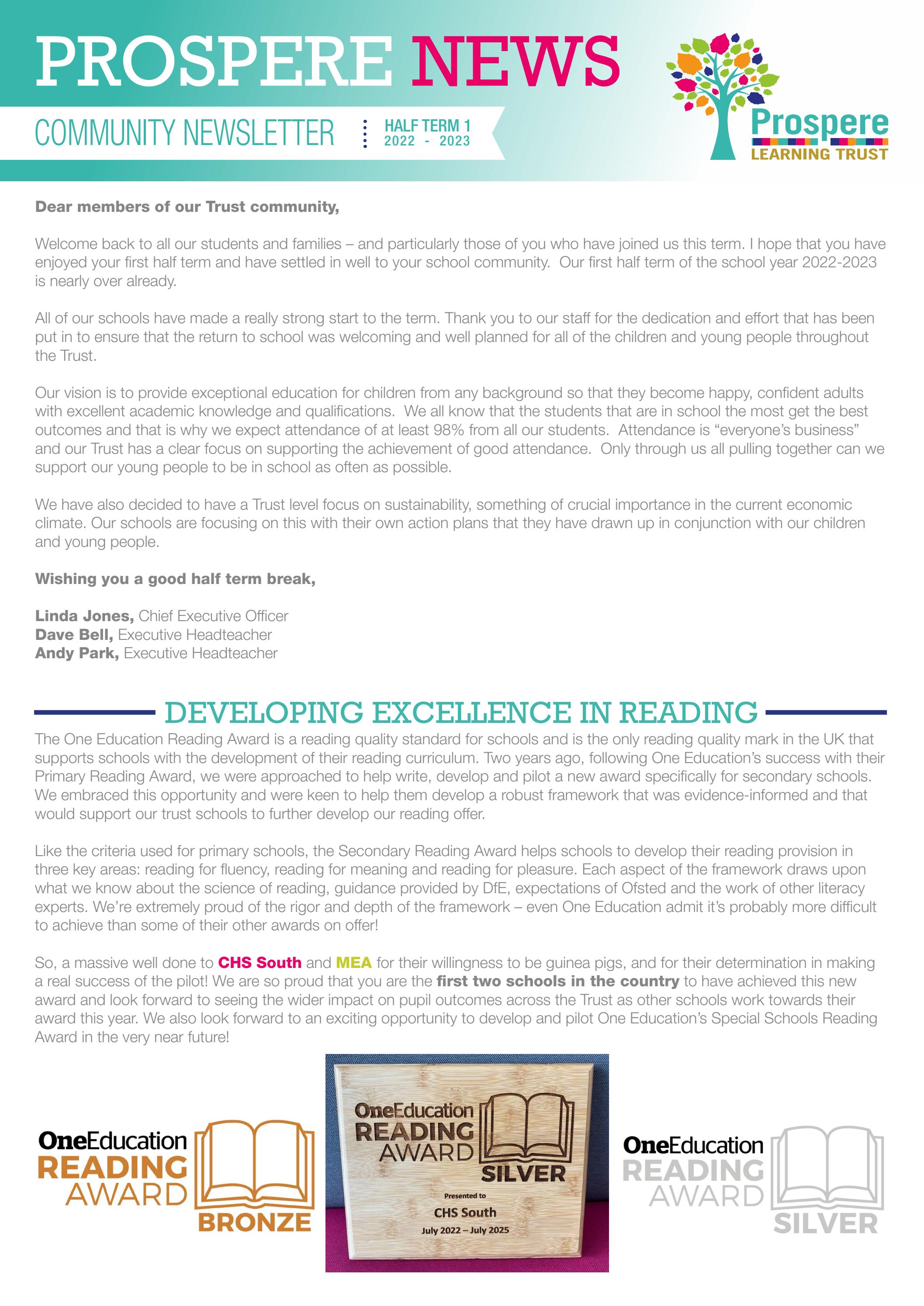 Prospere Learning Trust Community Newsletter HT1 22-23 by Schudio - Issuu
