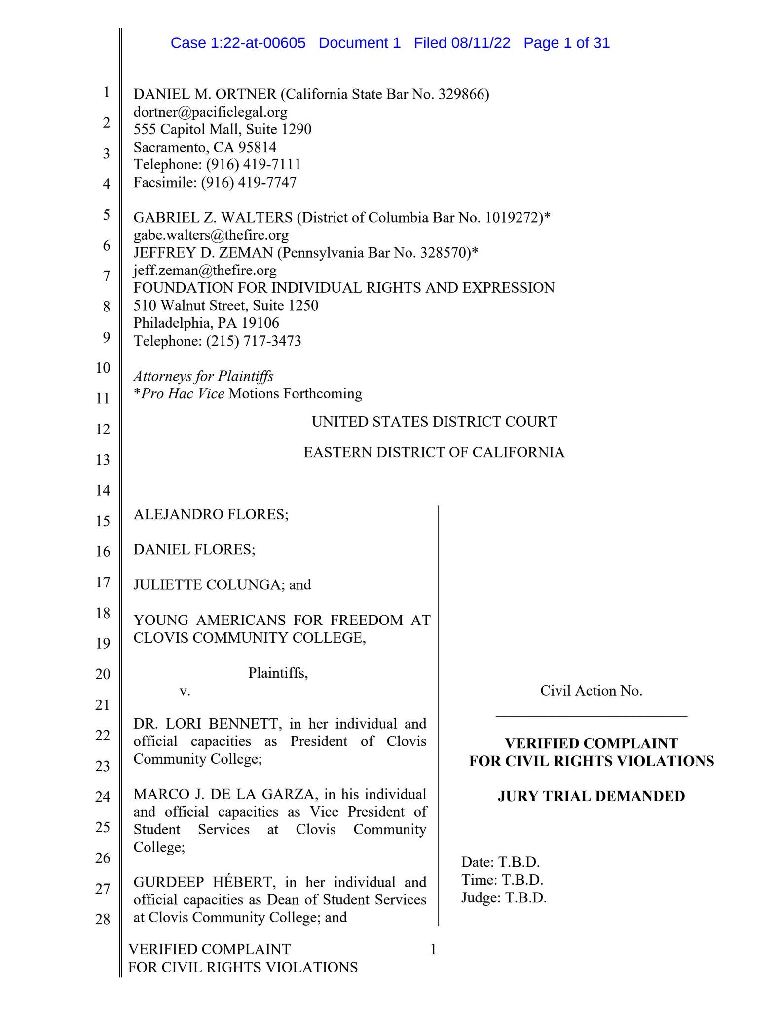 Clovis-v.- Bennett-Complaint by Young America's Foundation - Issuu
