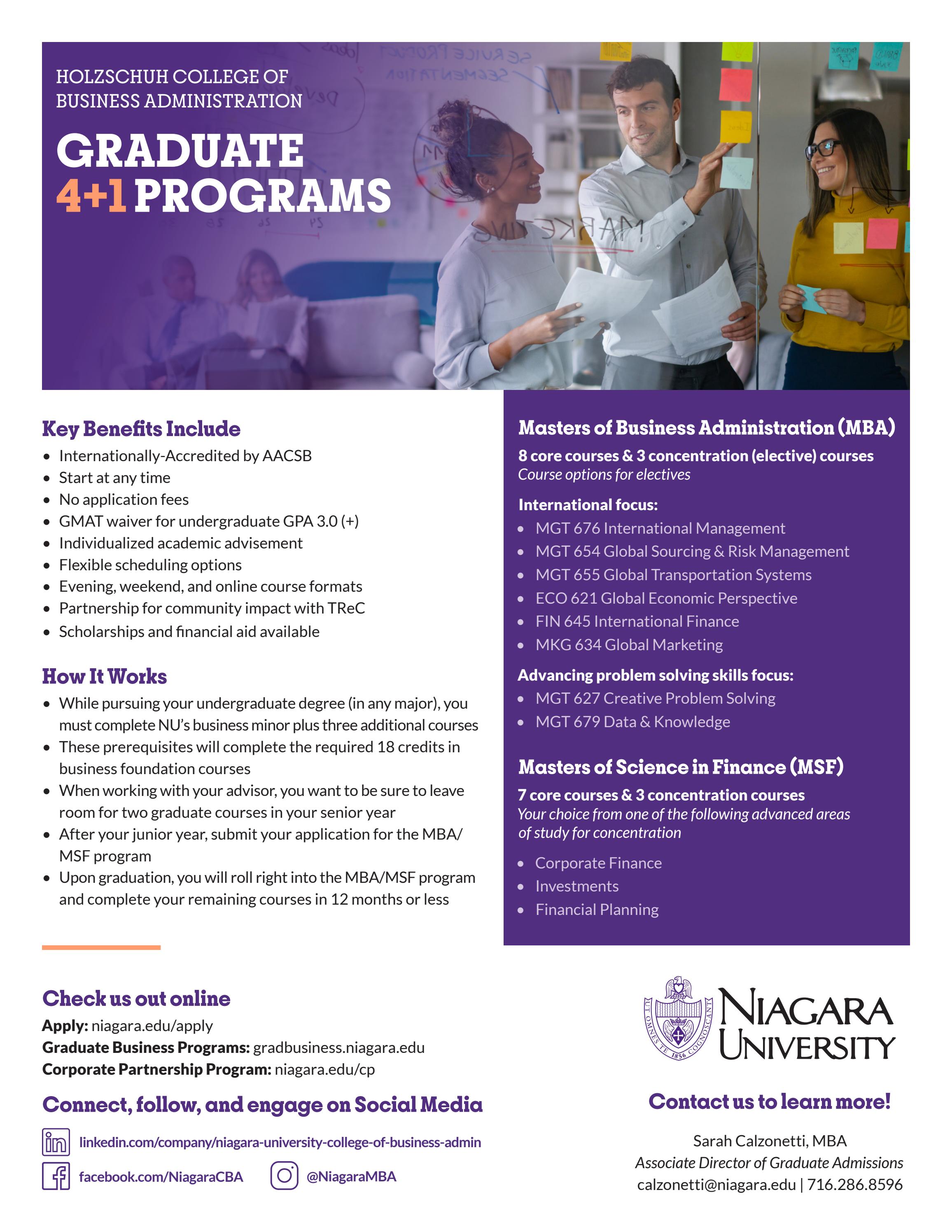 International: College of Business Graduate 4+1 by Niagara University ...