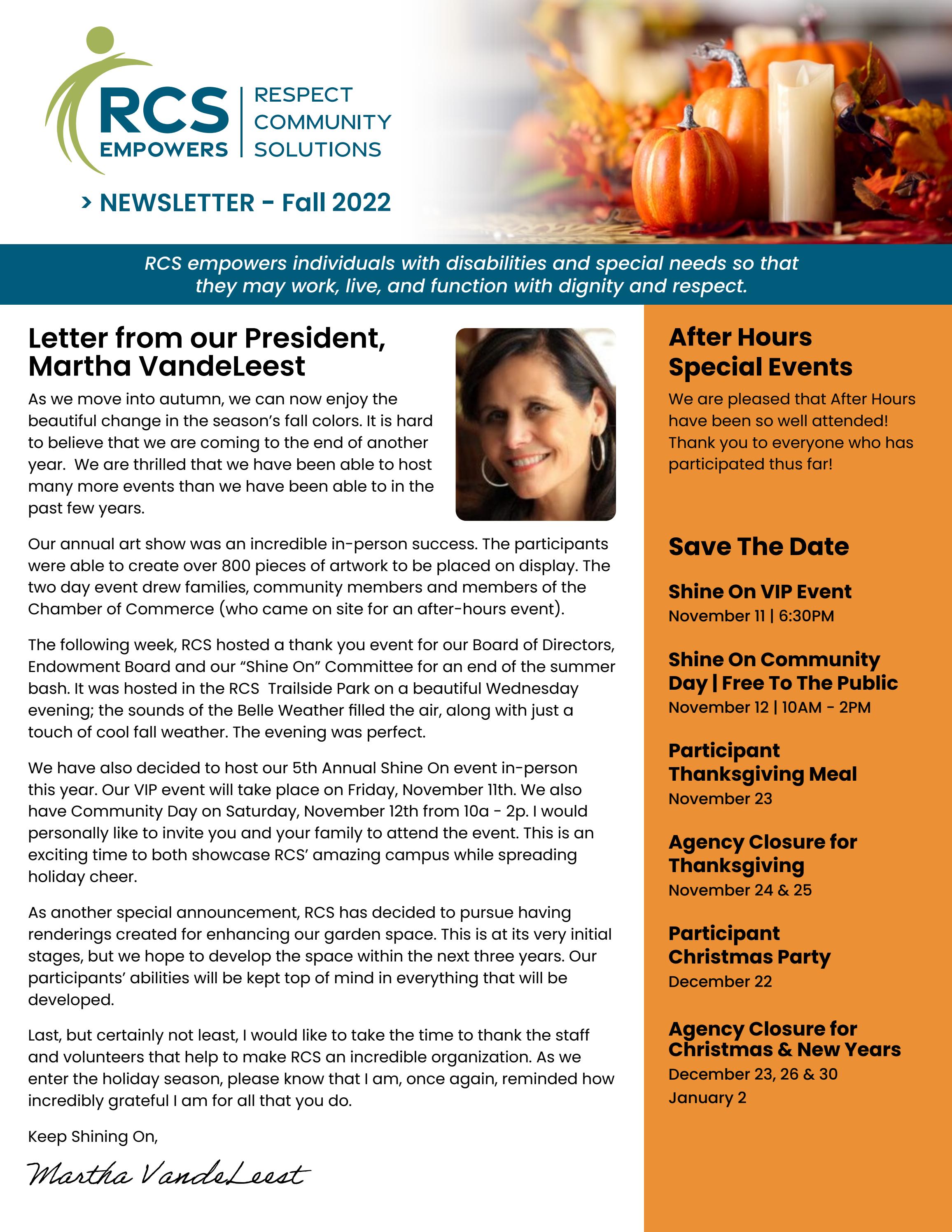 RCS Empowers Fall 2022 Newsletter by RCS Empowers, Inc. - Issuu