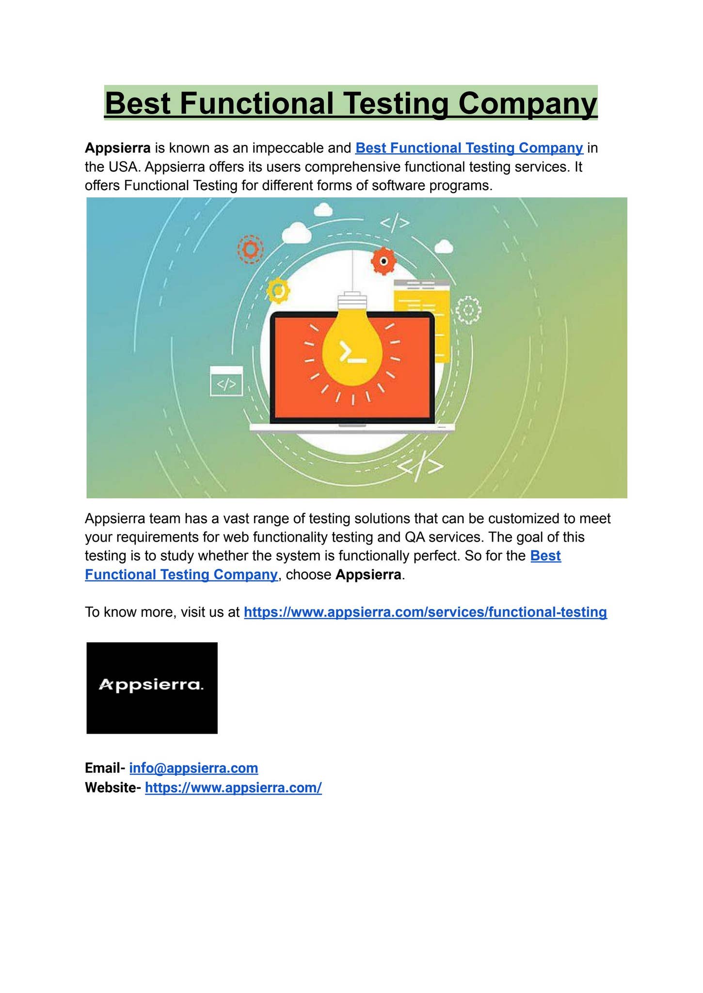 Best Functional Testing Company By Appsierra 22 Issuu