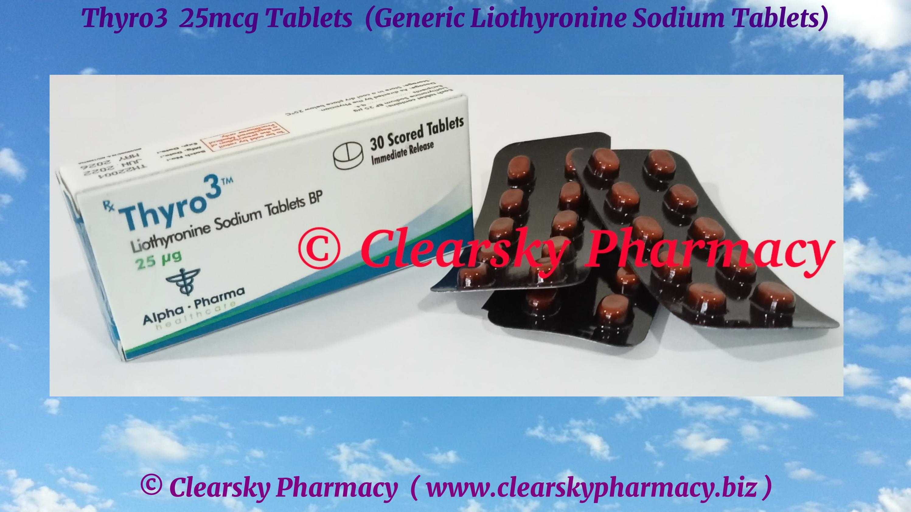 Thyro3 25mcg Tablets (Generic Liothyronine Sodium Tablets) by ...