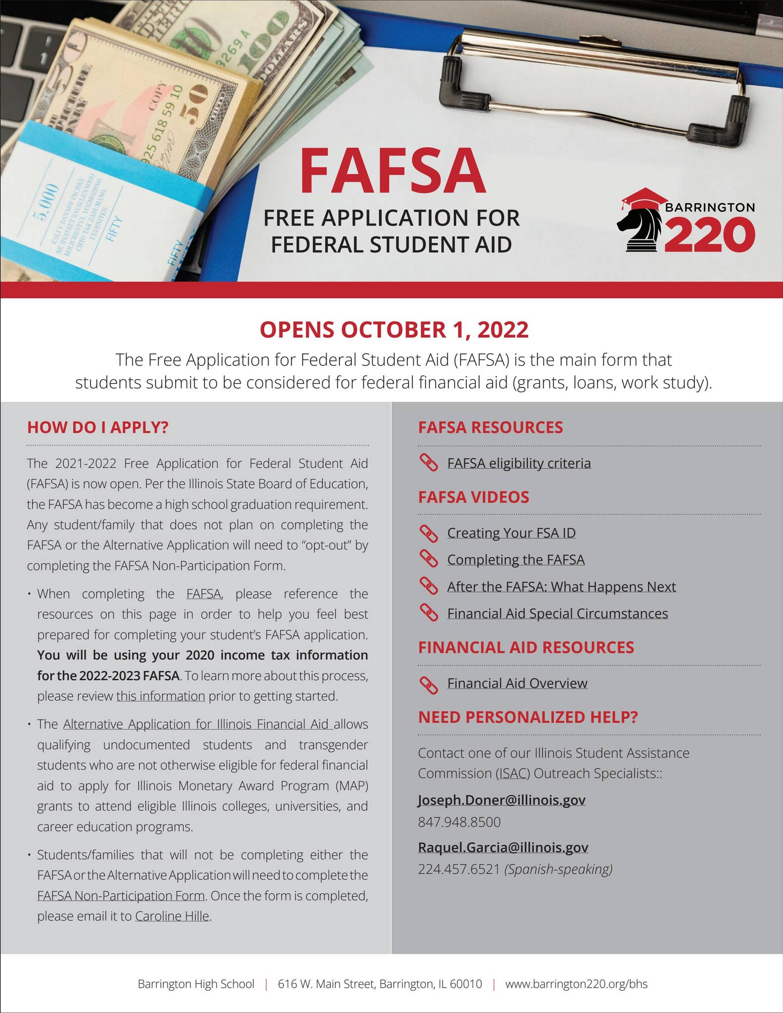 FAFSA Flyer 2022-21 by Barrington 220 - Issuu