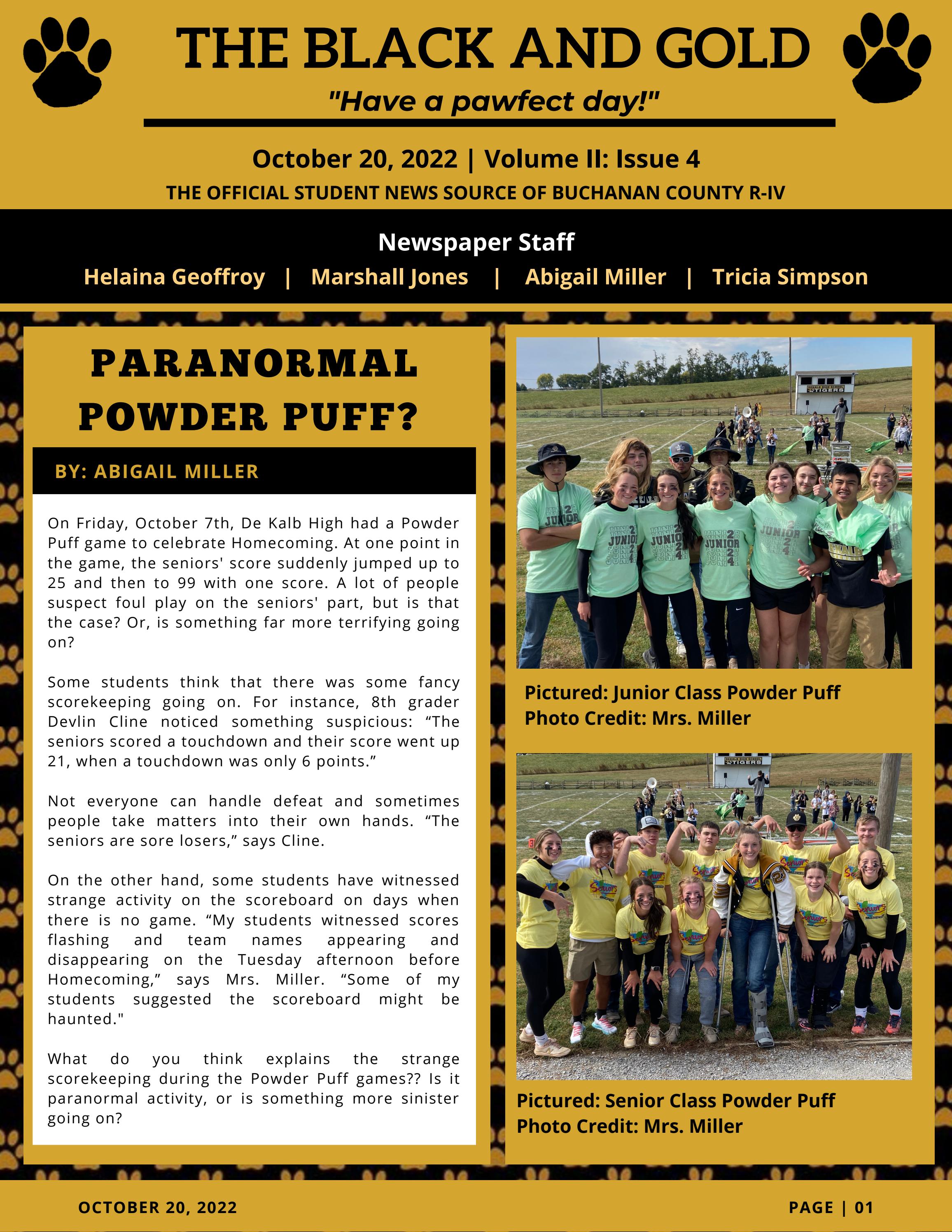 The Black and Gold Volume II: Issue 4 October 20, 2022 by Amy Miller - Issuu