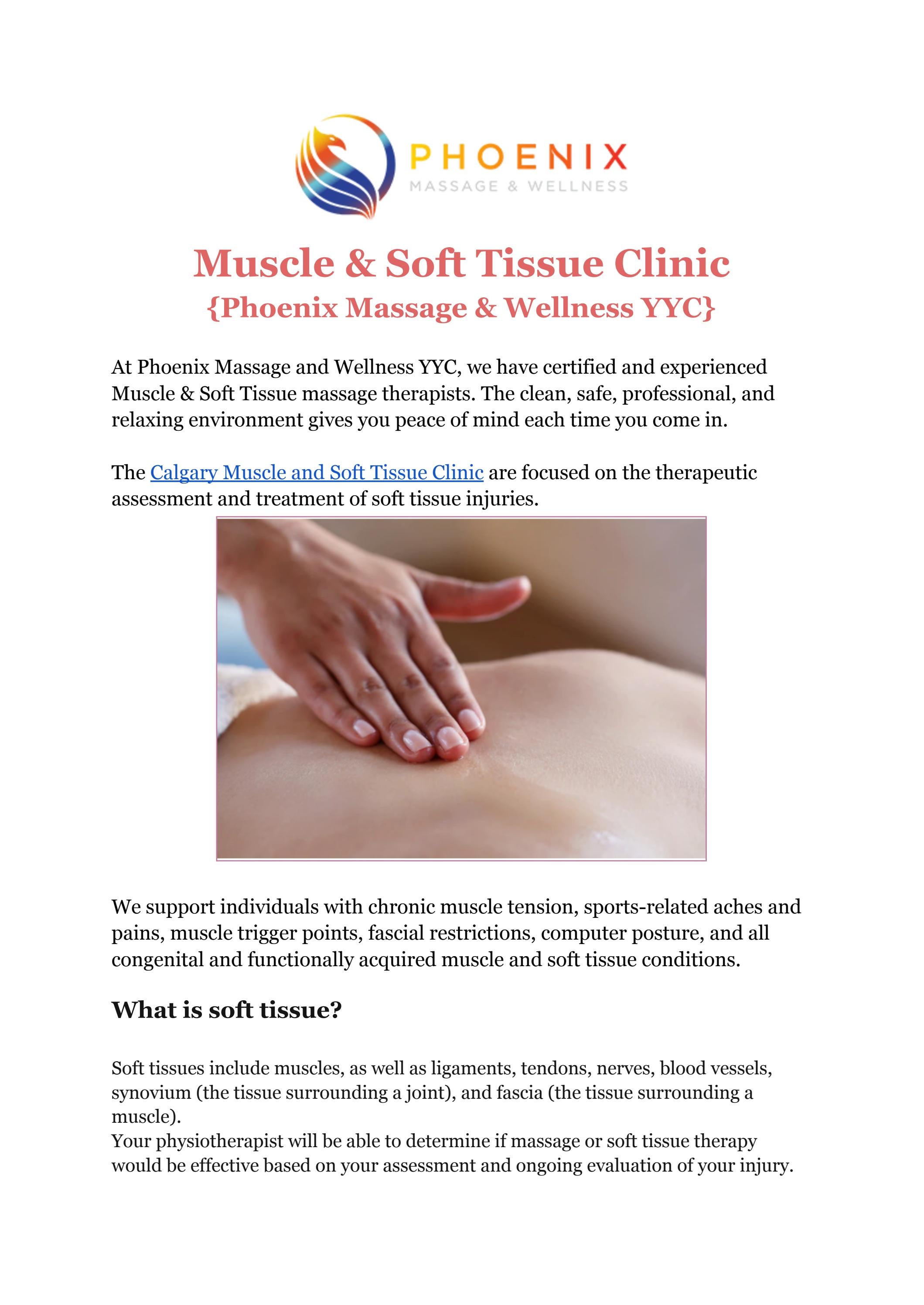Calgary Muscle And Soft Tissue Clinic By Phoenix Massage Wellness YYC Calgary Muscle And Soft Tissue Clinic By Phoenix Massage Wellness YYC