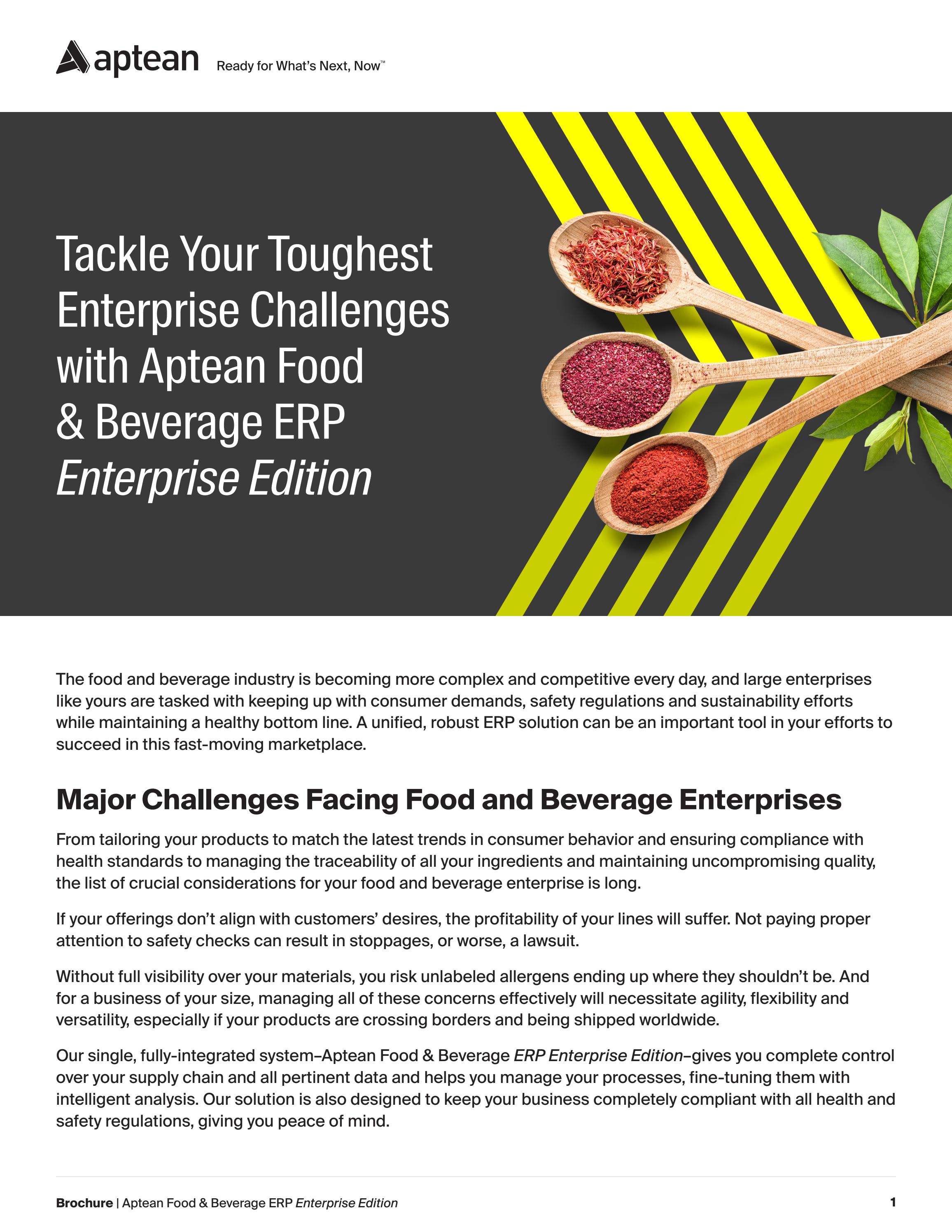 Aptean Food & Beverage ERP Enterprise Edition: Brochure by Aptean - Issuu
