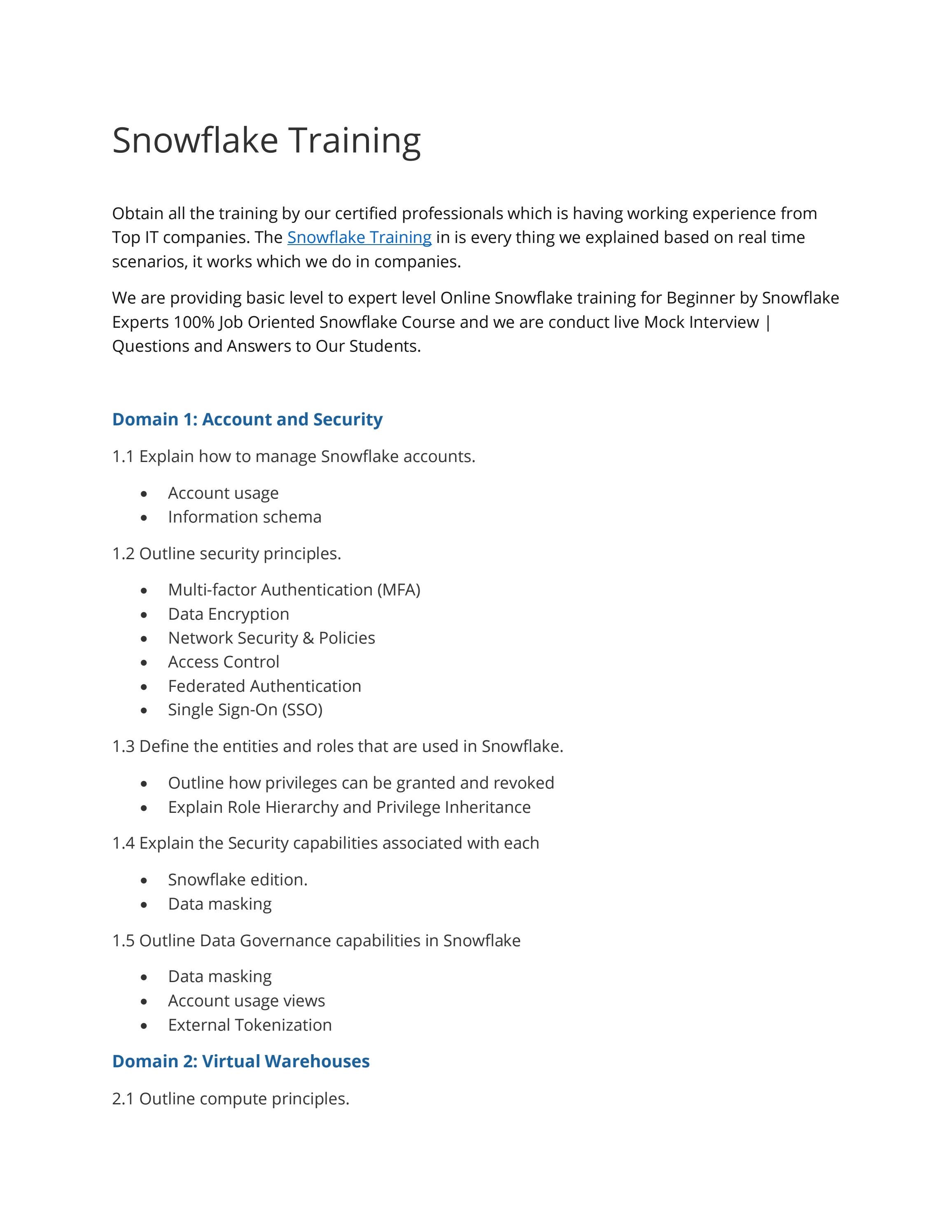 Snowflake Training And Training Courses by Spiritsofts Training - Issuu