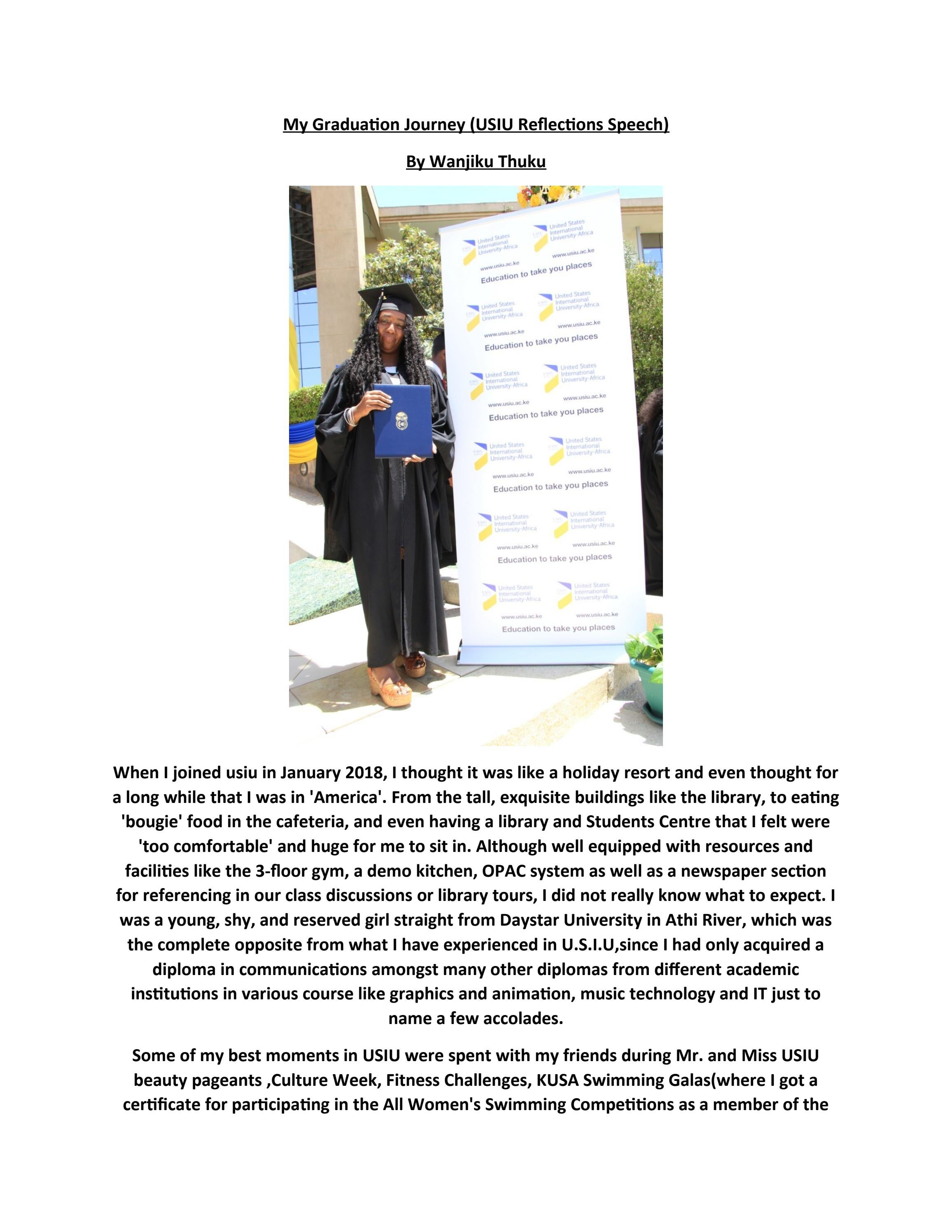 MY GRADUATION REFLECTIONS SPEECH(USIU) by Wanjiku Thuku - Issuu