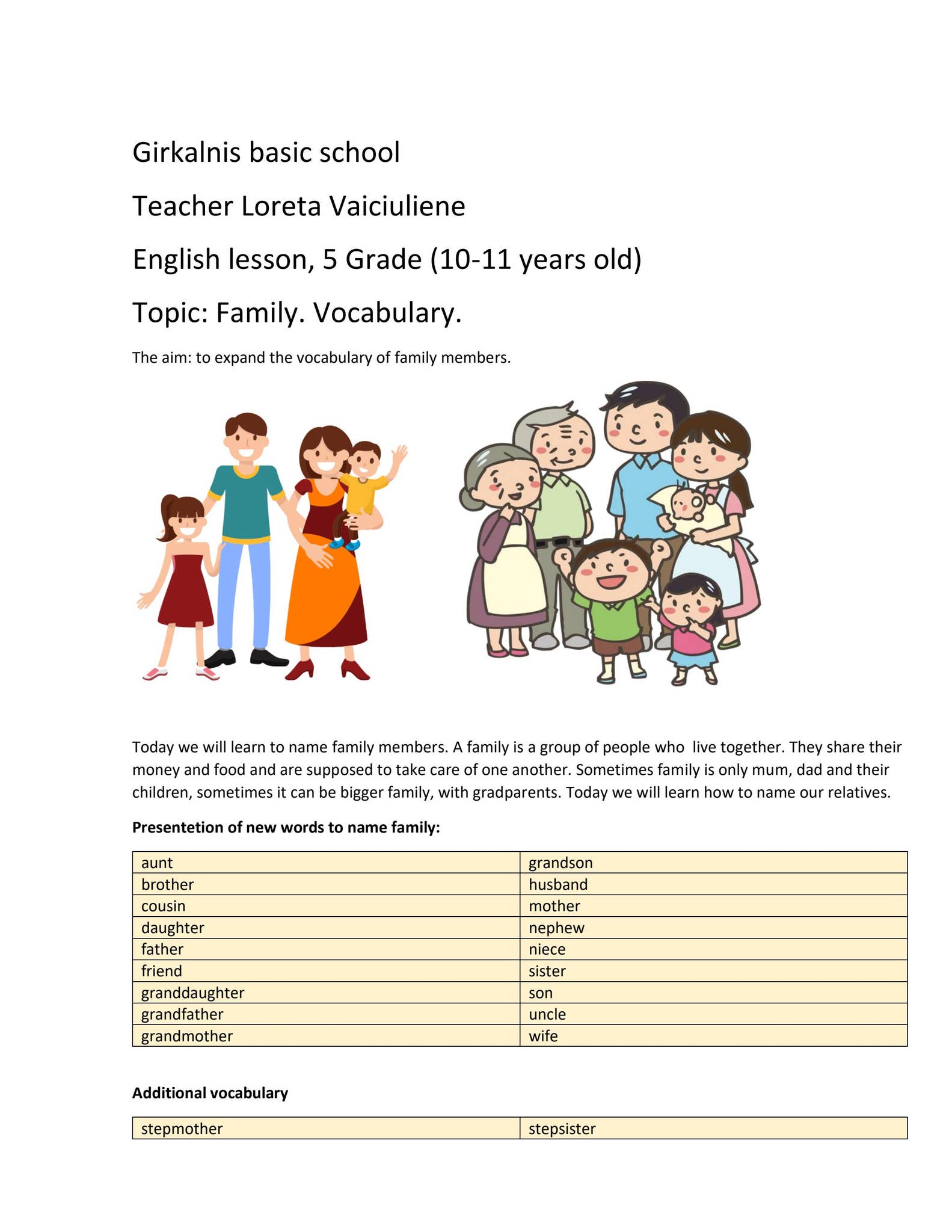 Family. Lesson plan. Made with issu by Loreta - Issuu