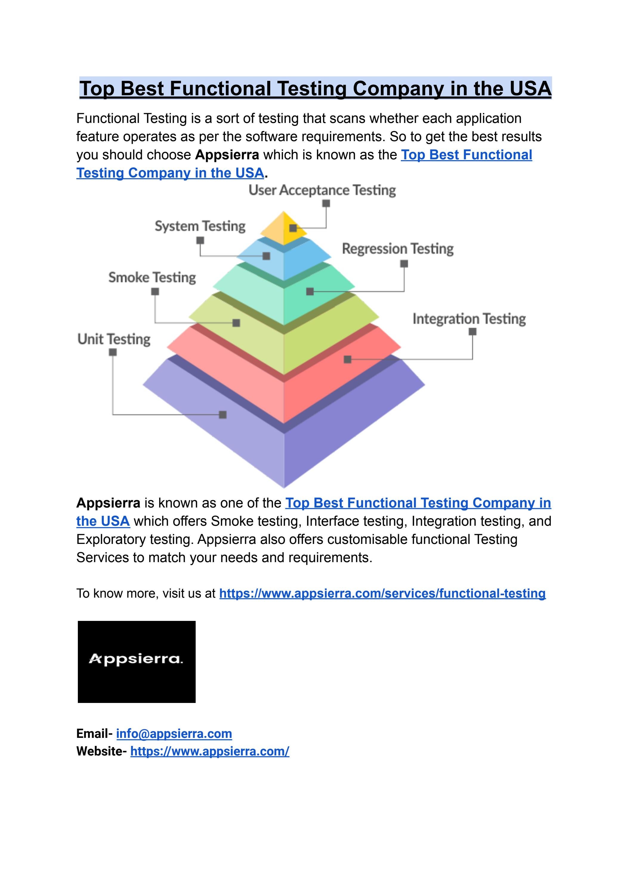 Top Best Functional Testing Company In The Usa By Appsierra 22 Issuu
