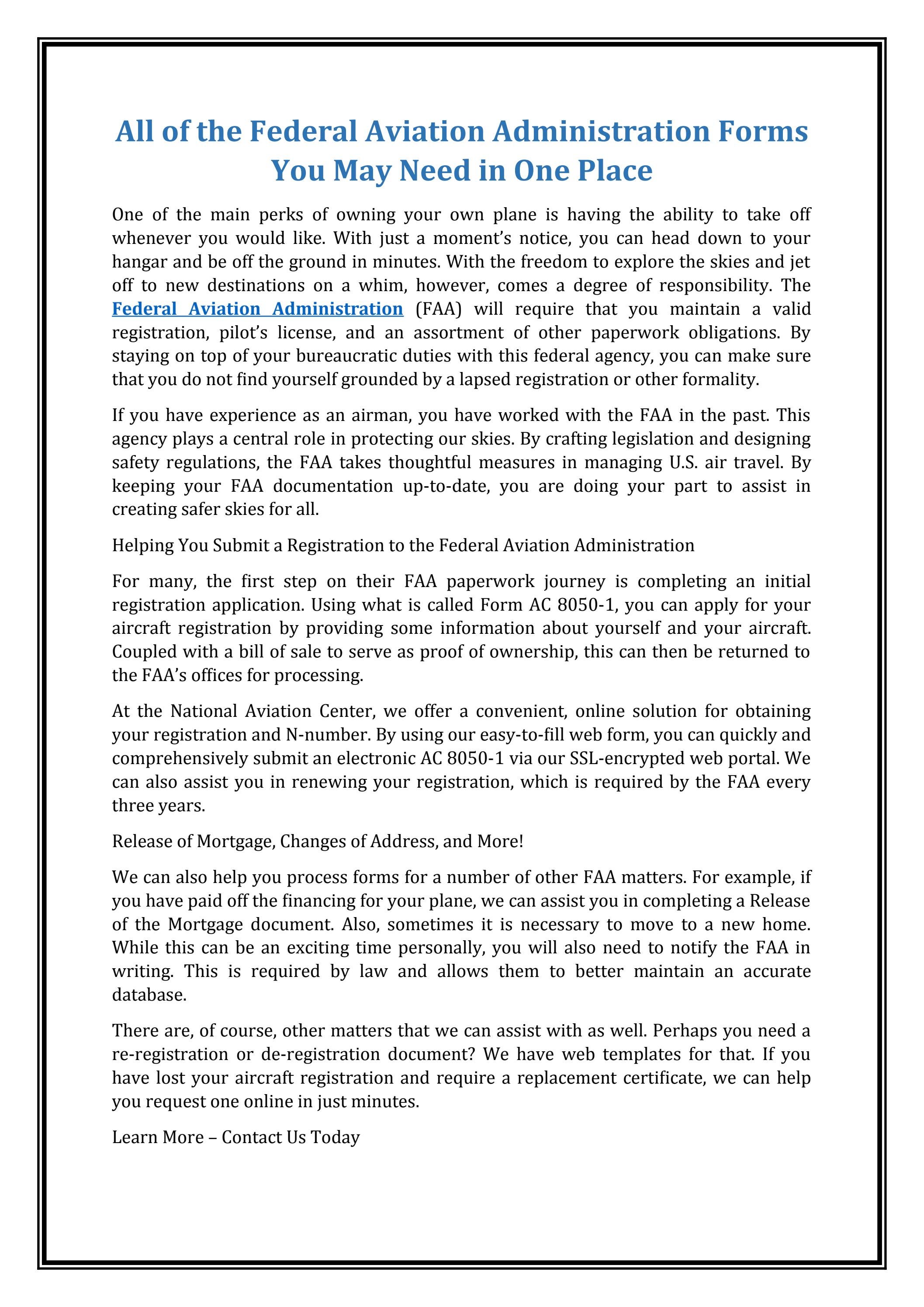 All of the Federal Aviation Administration Forms You May Need in One ...