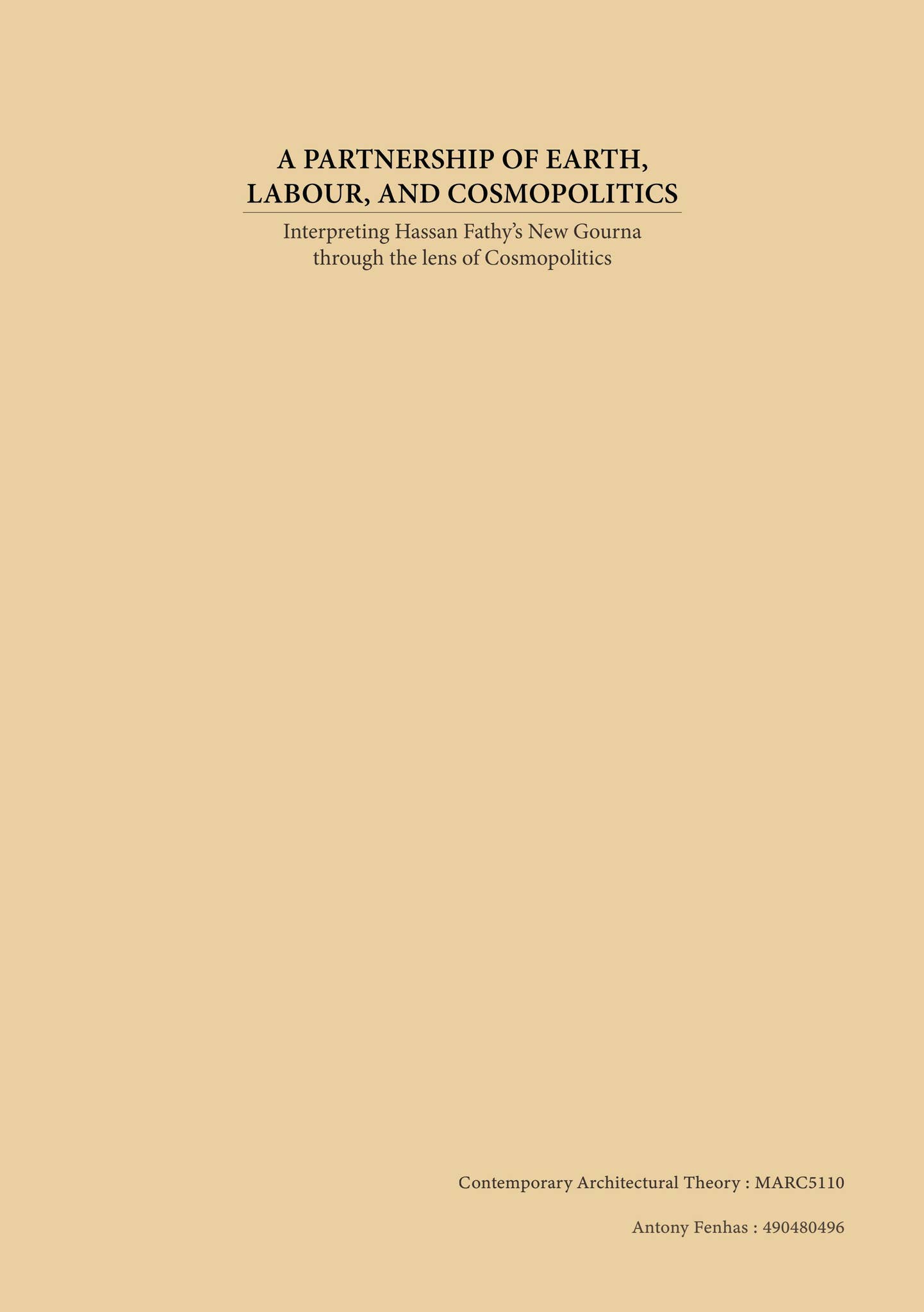 A PARTNERSHIP OF EARTH, LABOUR, AND COSMOPOLITICS by Antony Fenhas - Issuu