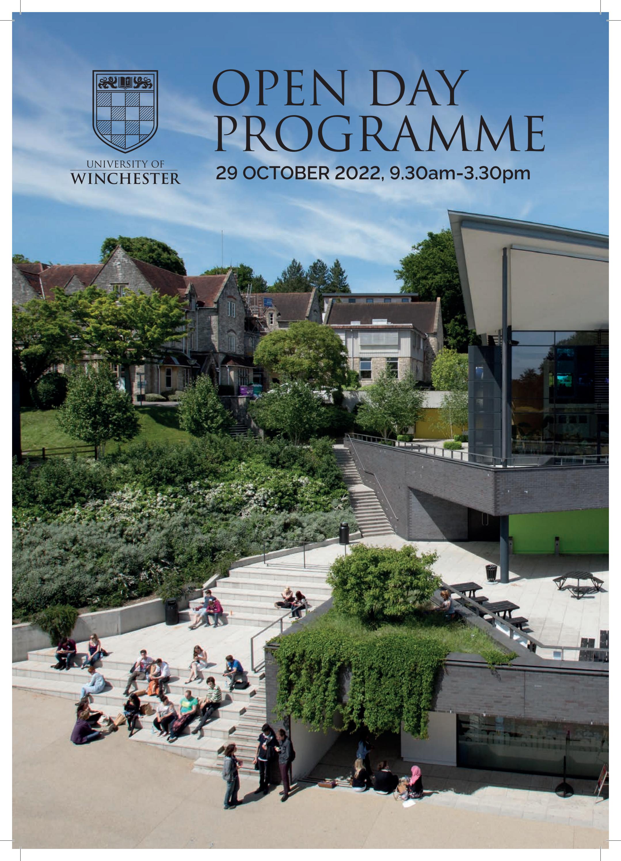 Open Day Programme 29 October 2022 by University of Winchester - Issuu