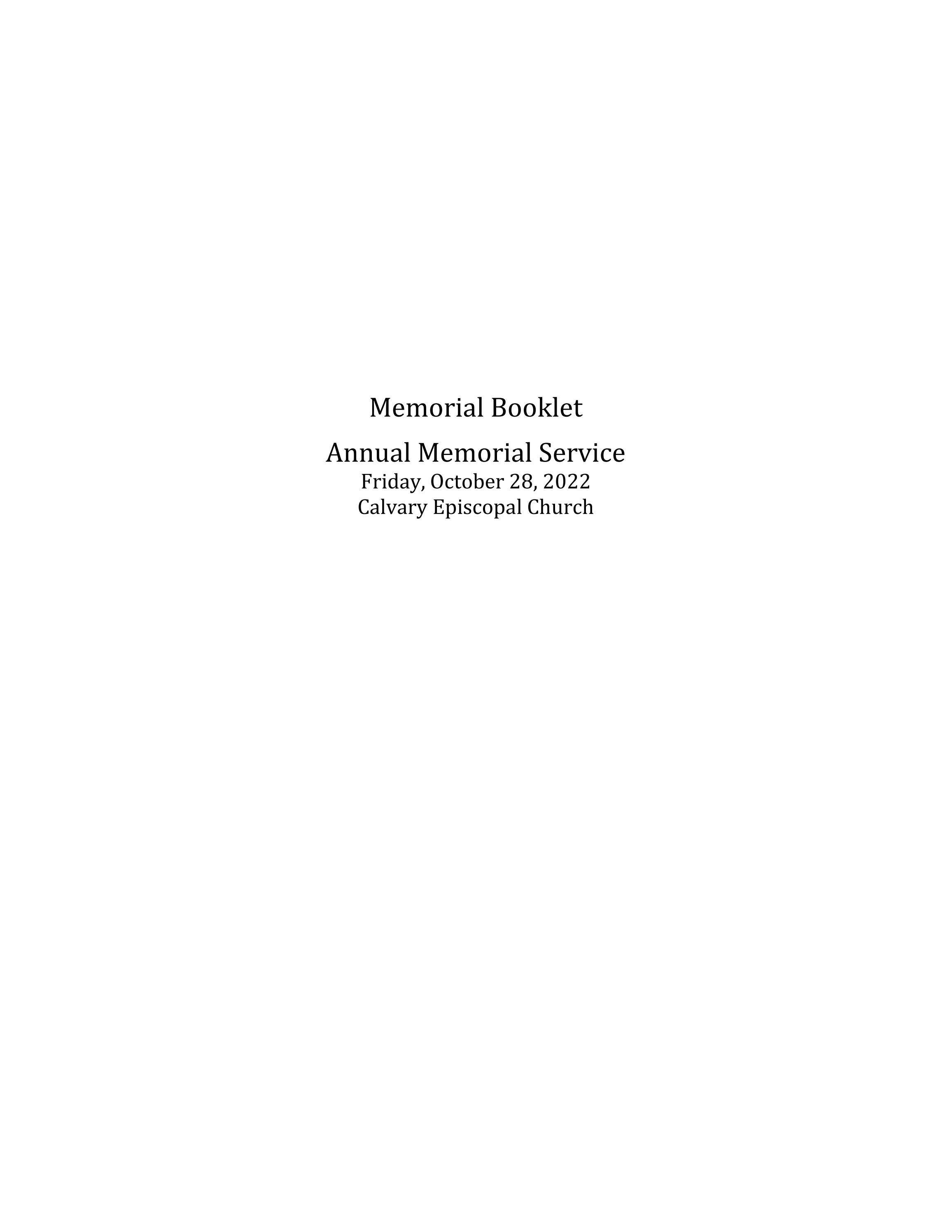 Annual Memorial Service Booklet - 2022 by Memphis Bar Association - Issuu