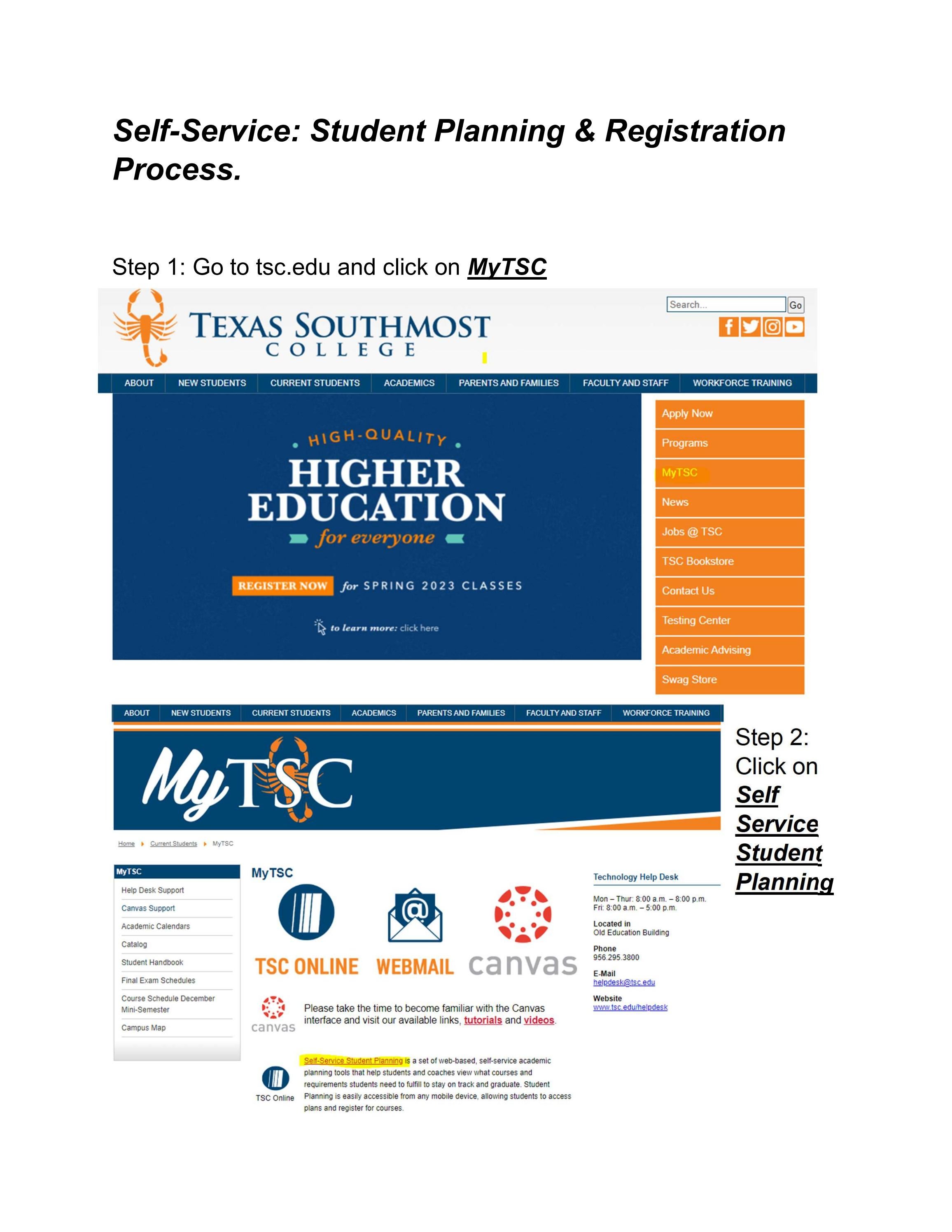 Self-Service: Student Planning and Registration Process by Texas ...