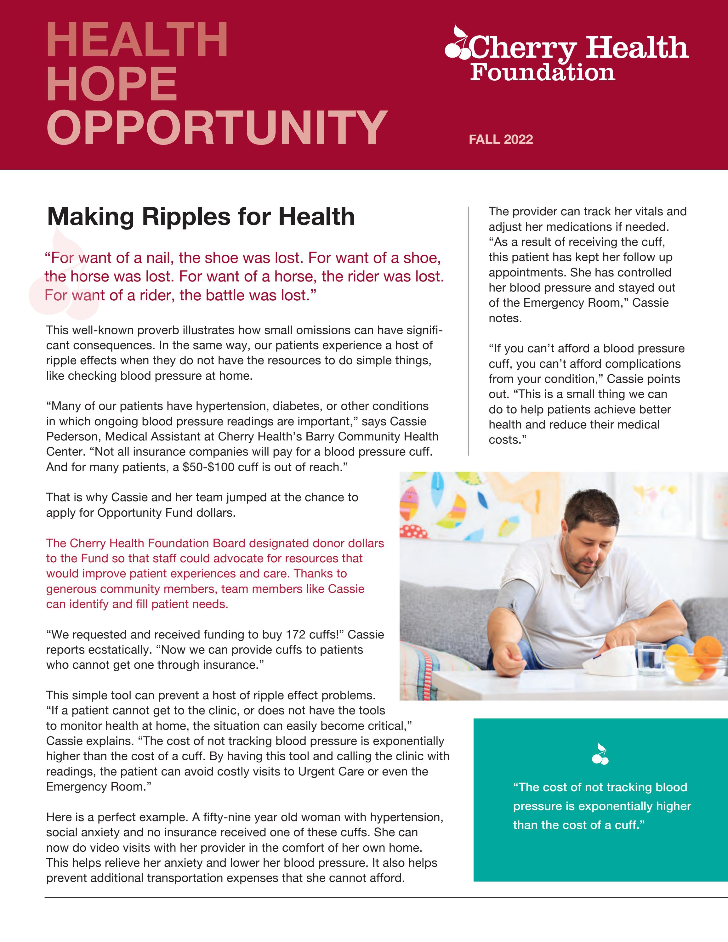 Health, Hope & Opportunity by Cherry Health Foundation - Issuu