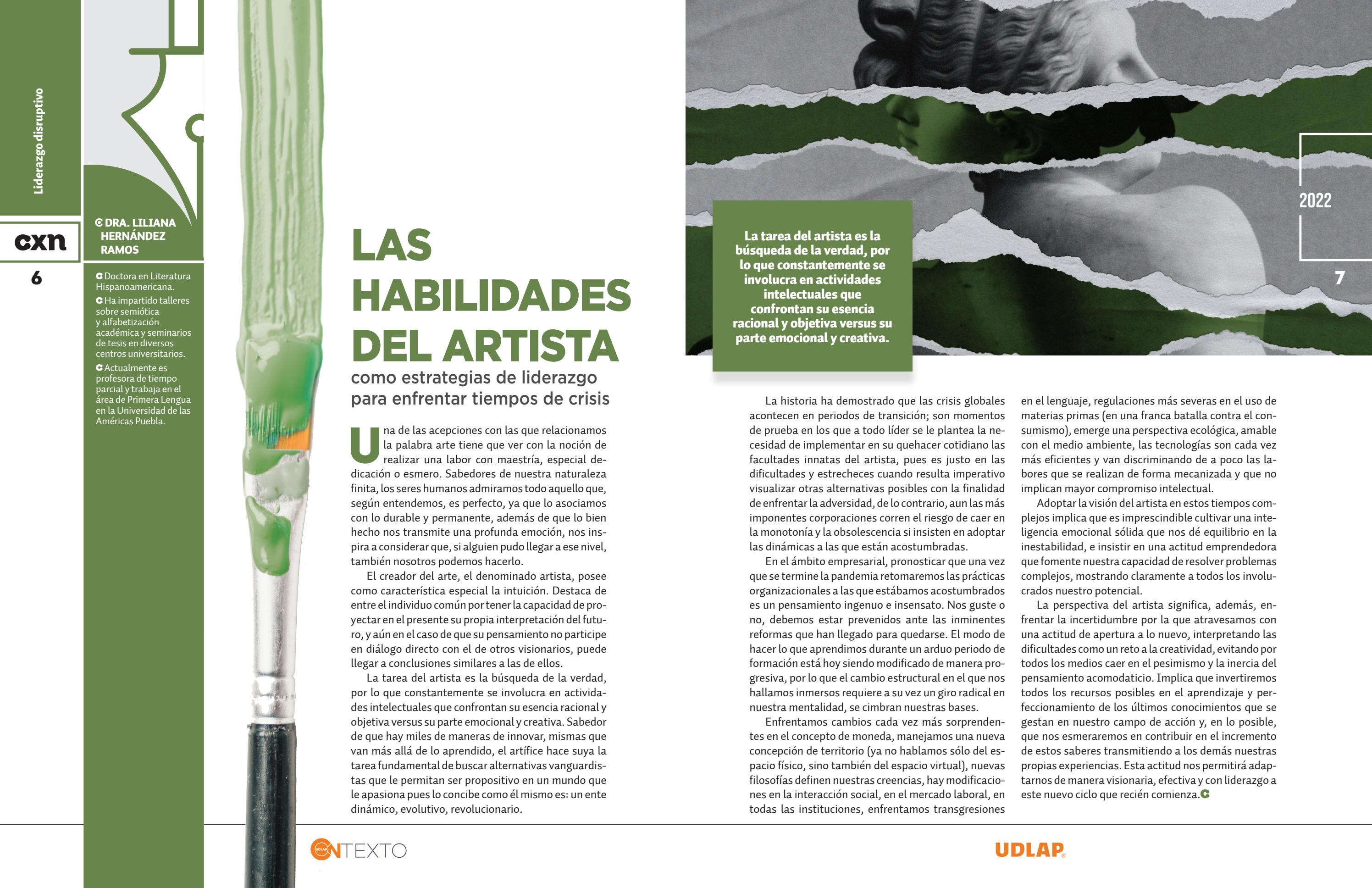 Conexión 12 UDLAP. Las habilidades del artista como estrategias de ...