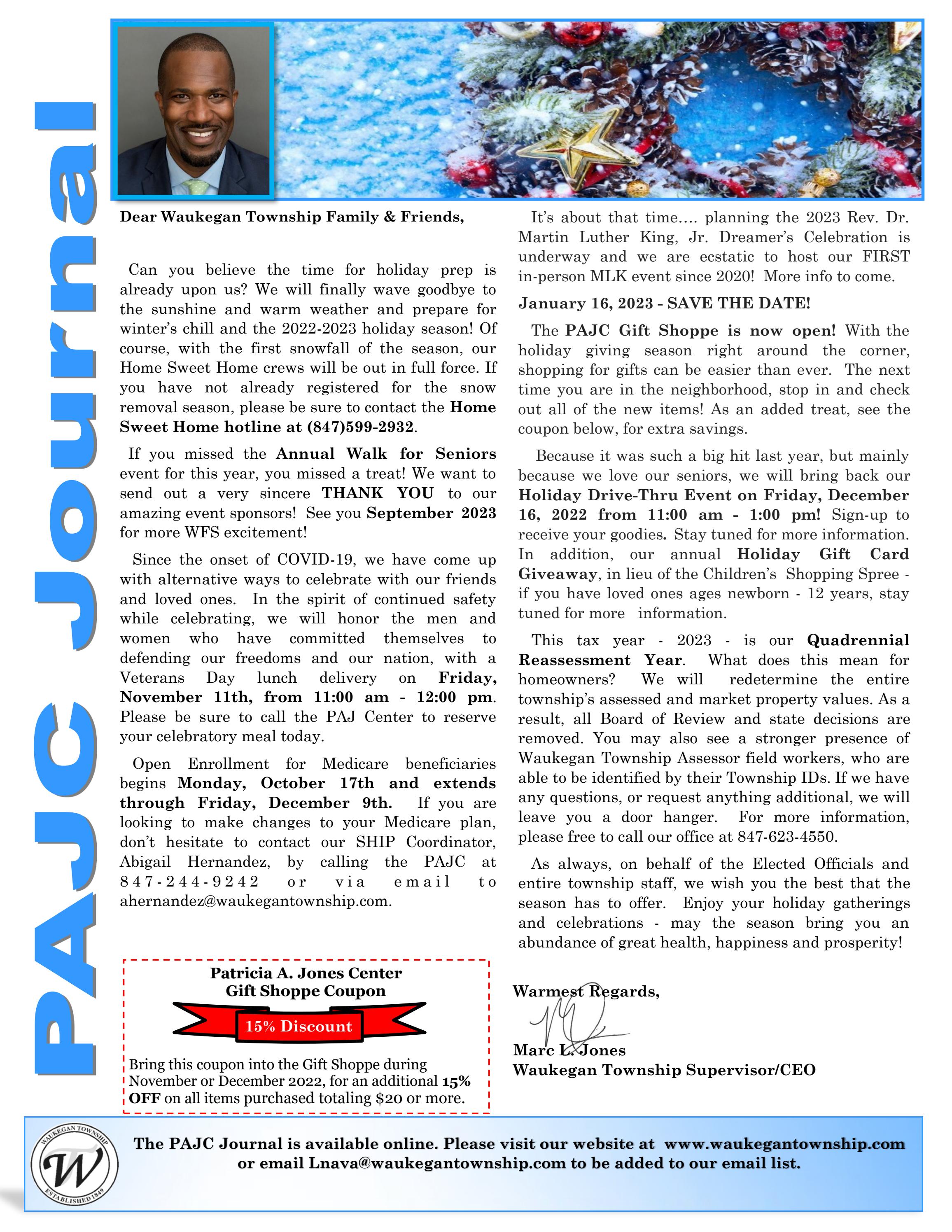 PAJC Journal November and December 2022 by Waukegan Township - Issuu