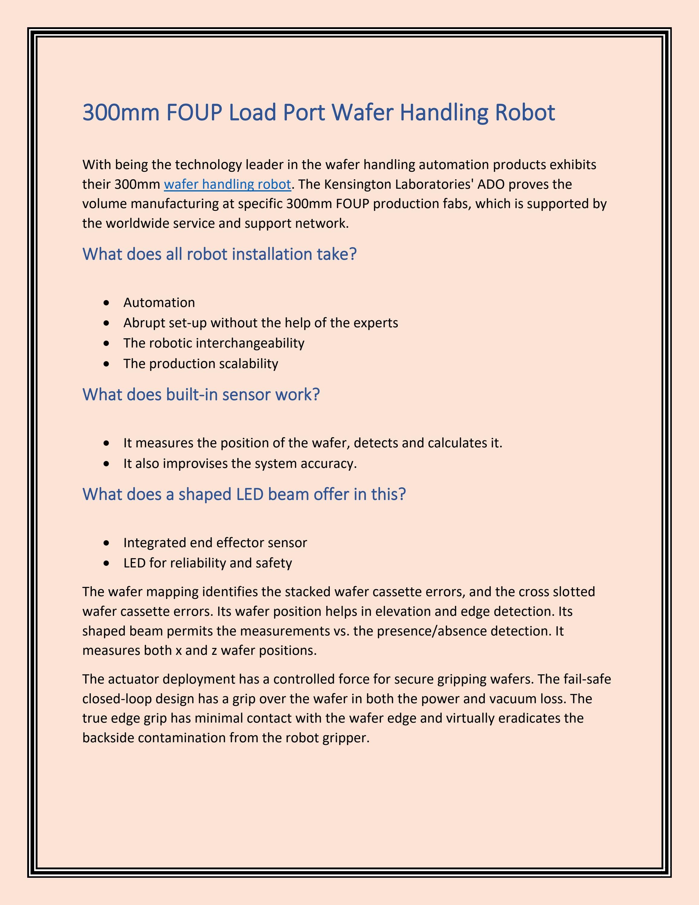 300mm Foup Load Port Wafer Handling Robot by Kensington Labs - Issuu
