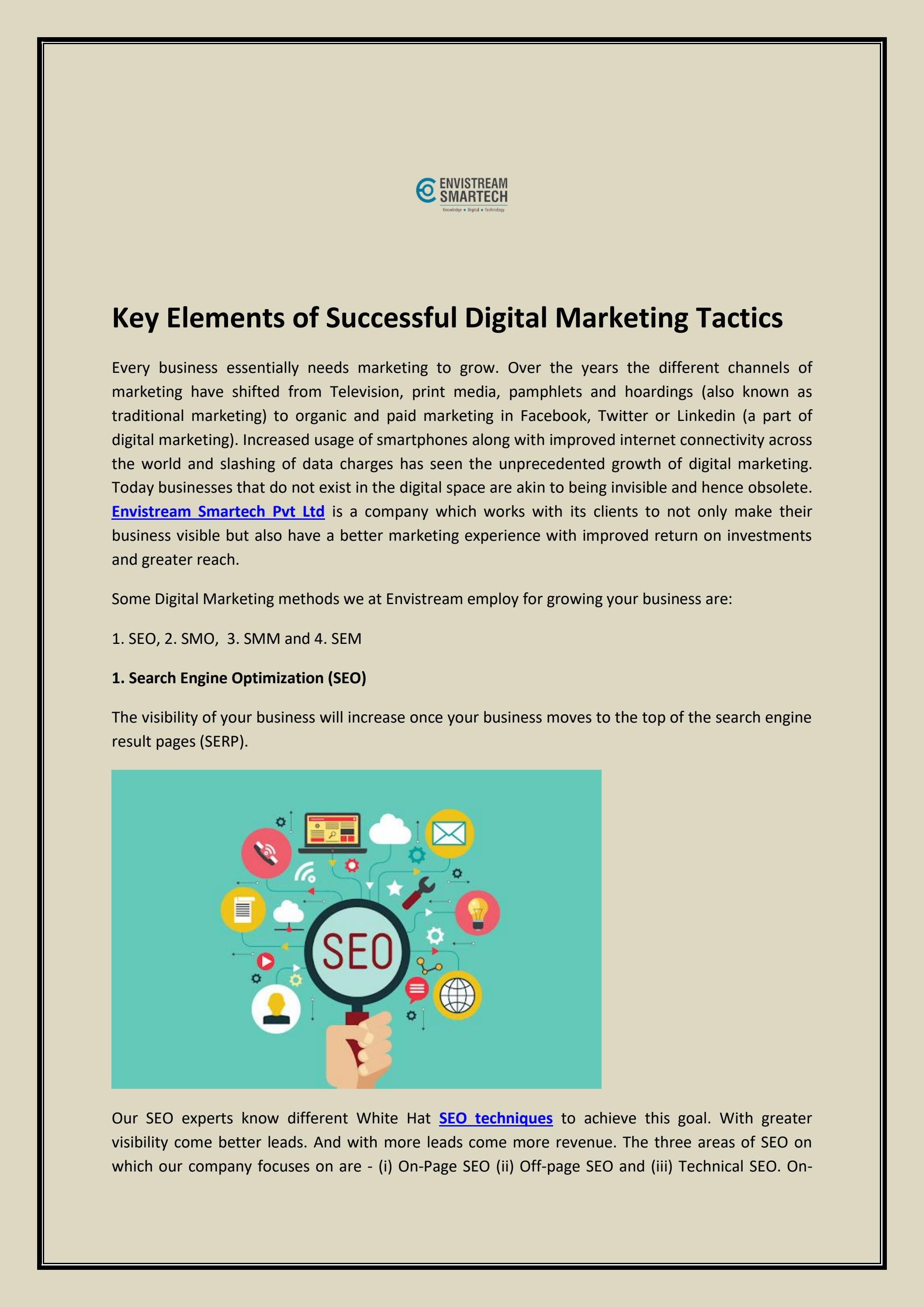 Key Elements of Successful Digital Marketing Tactics by Envistream Smartech - Issuu