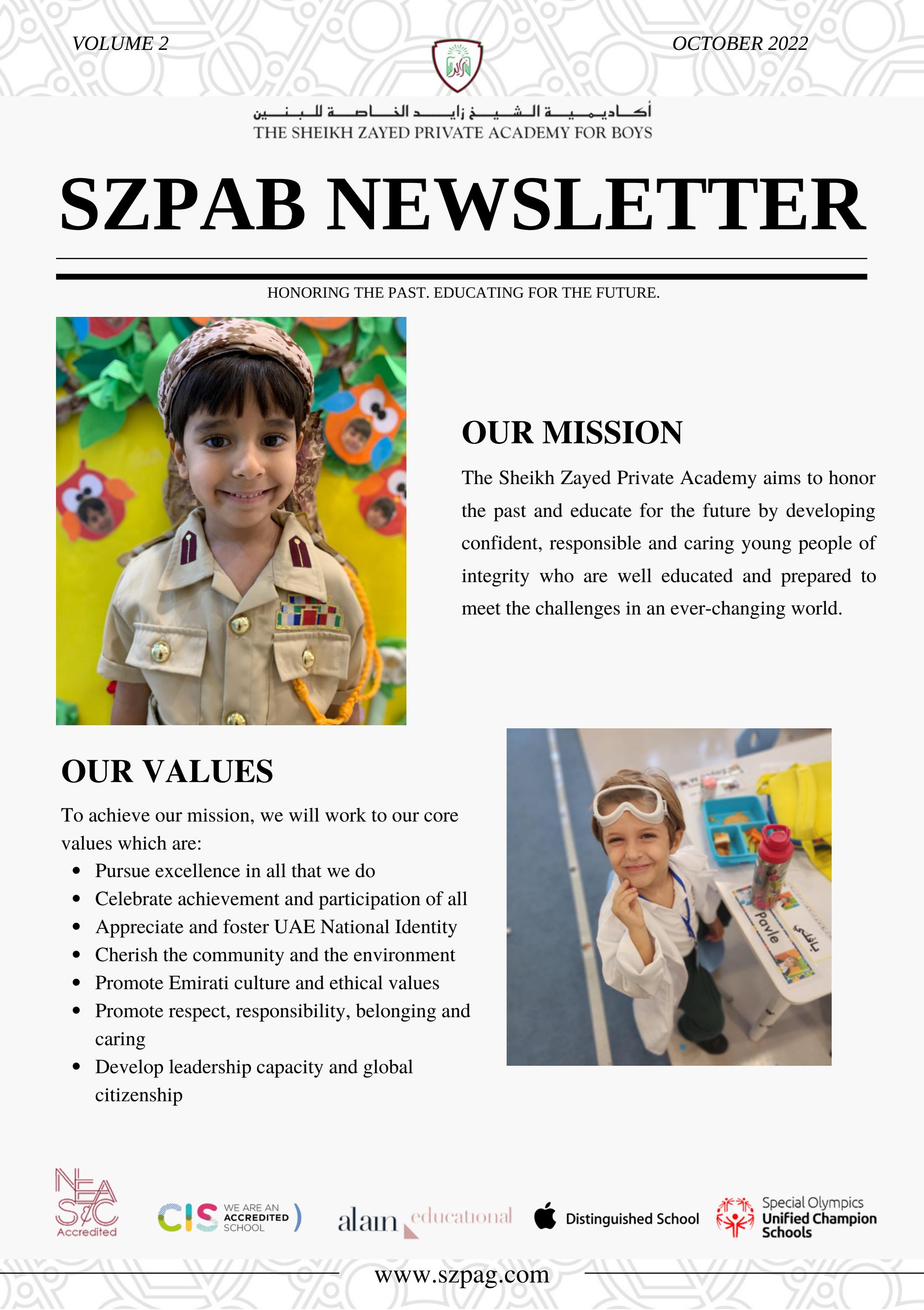 SZPAB Newsletter 2022_23 Volume 2 by The Sheikh Zayed Academy - Issuu