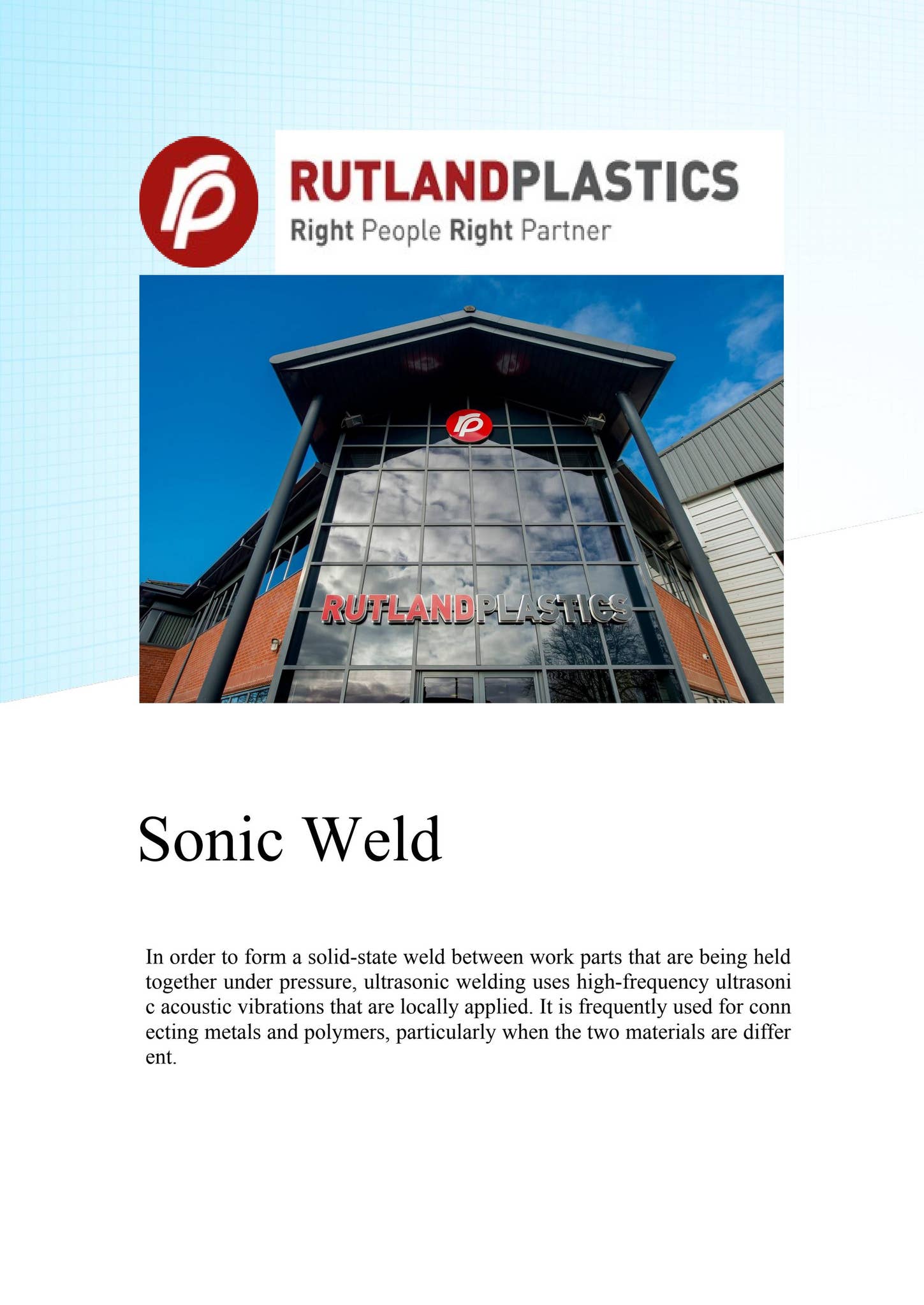 Sonic Welding - Rutland plastics by Rutland Plastics - Issuu