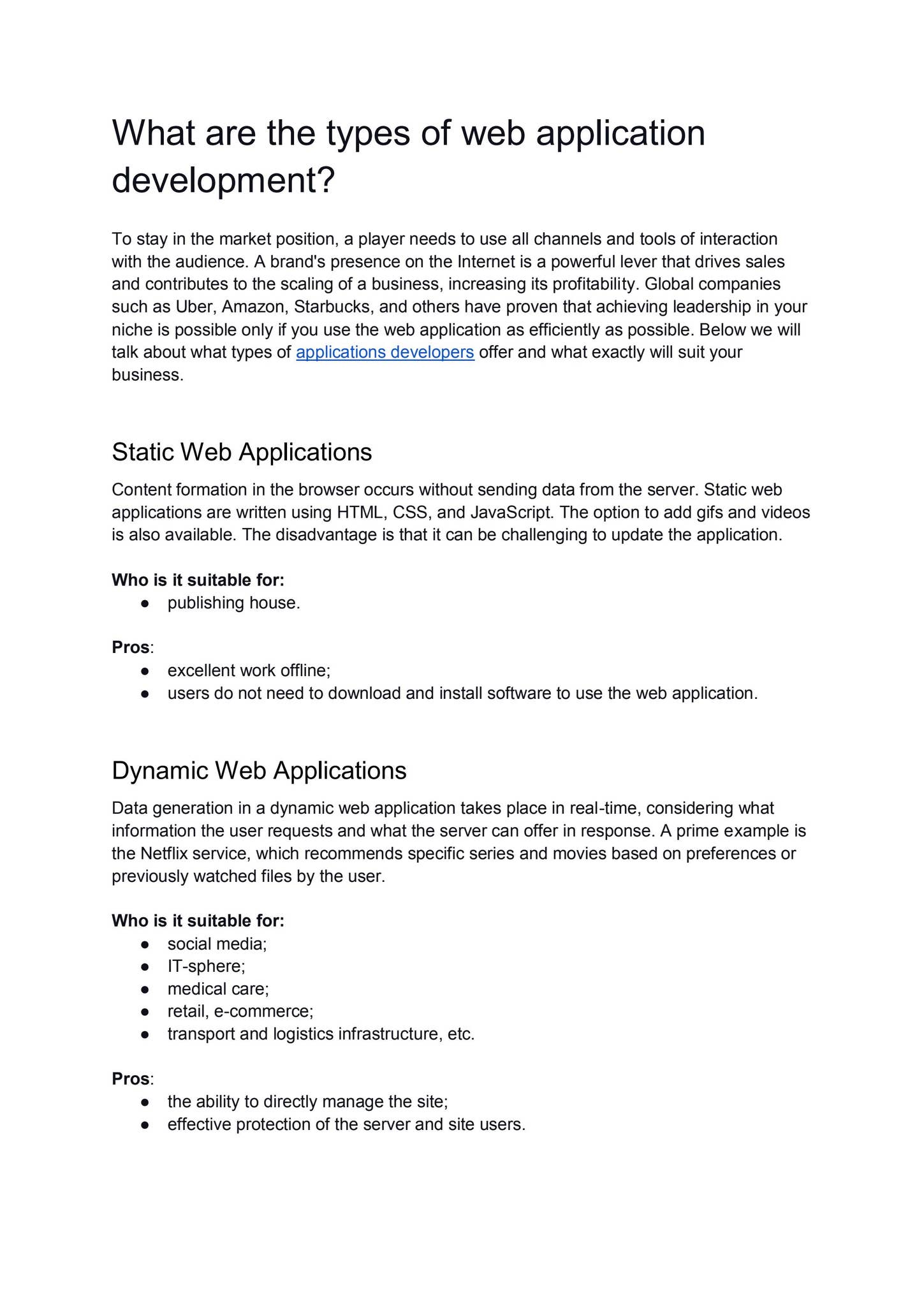 What are the types of web application development? by sdh_global - Issuu