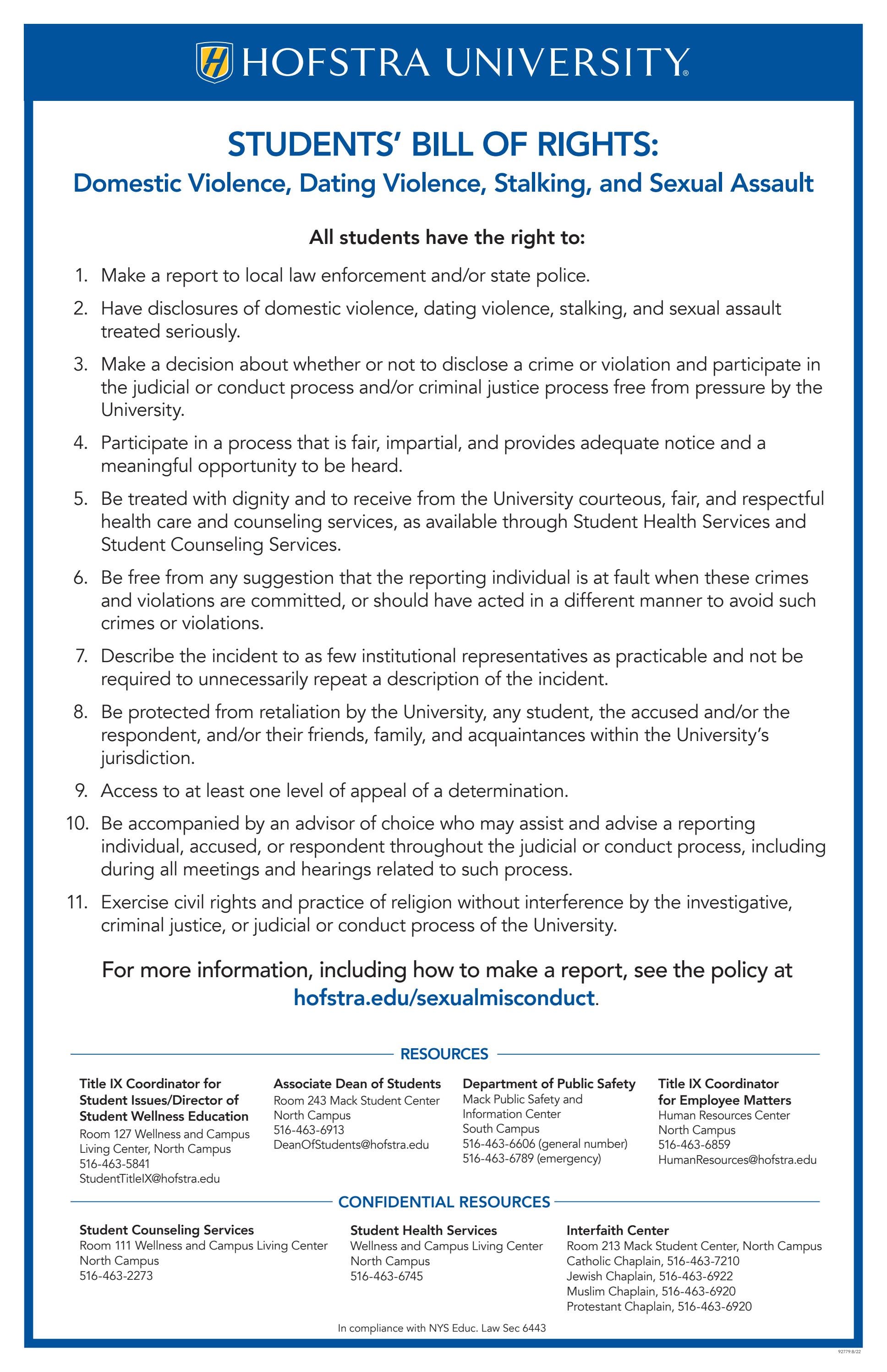 Students Bill of Rights by Hofstra University - Issuu