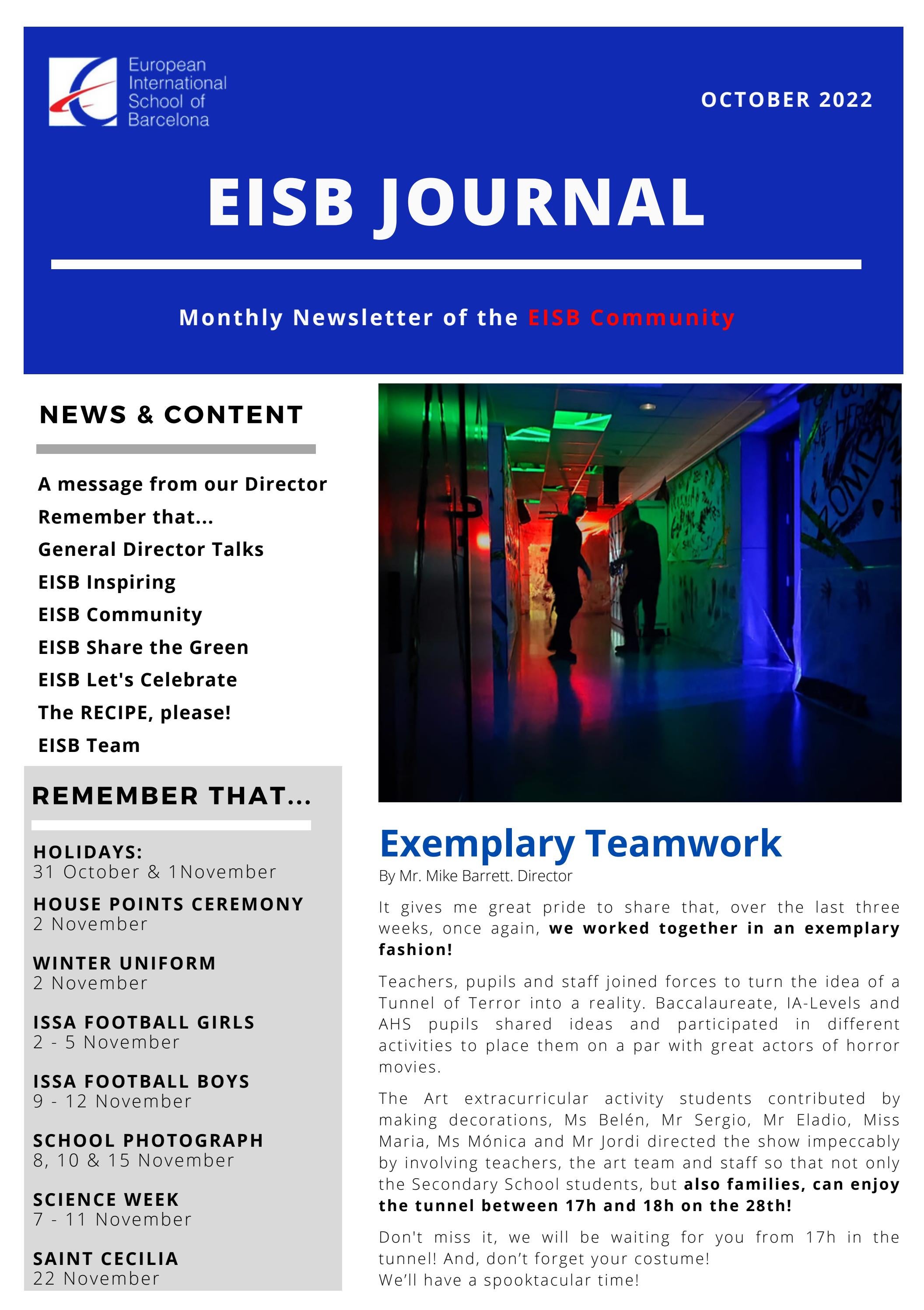 EISB JOURNAL October 2022 by European International School of Barcelona ...