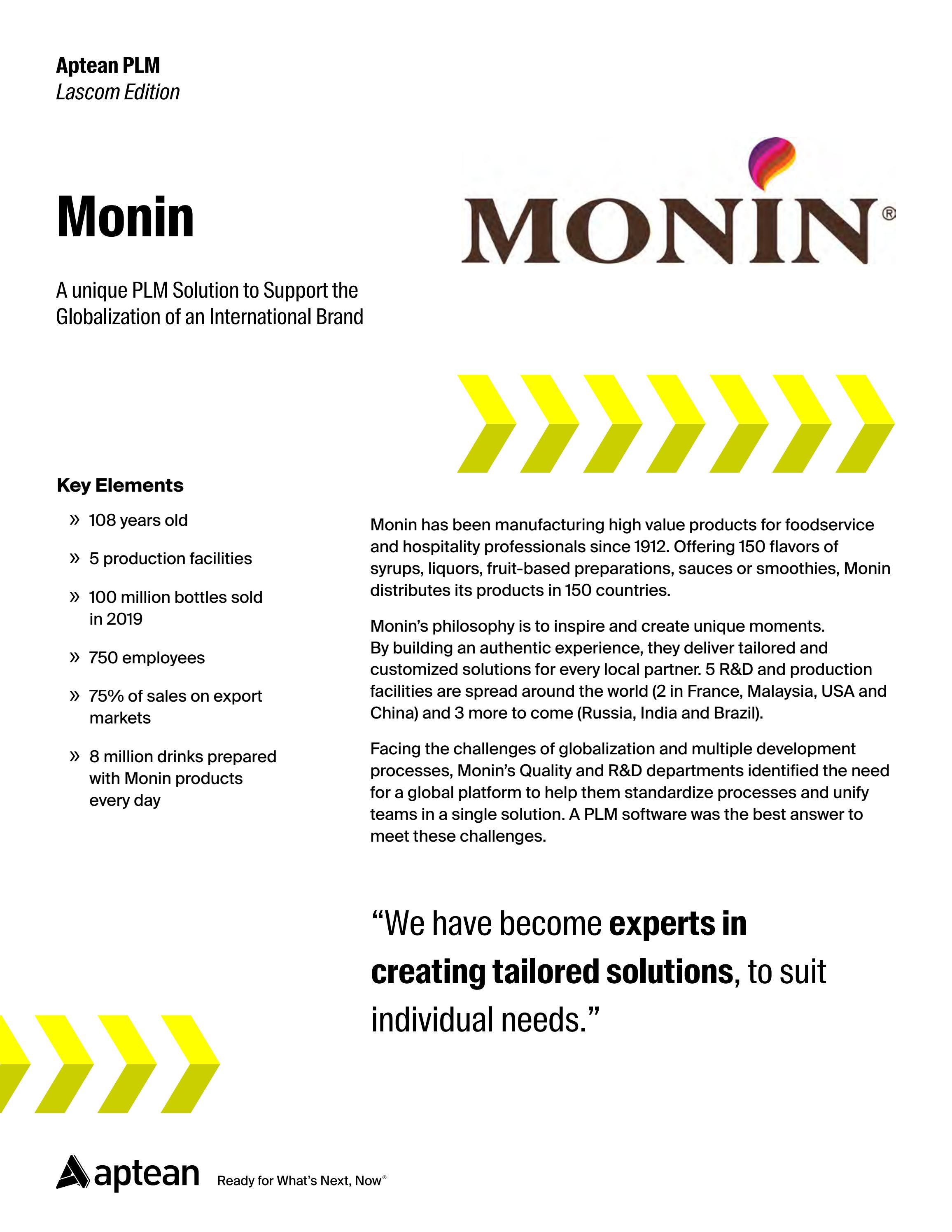 Aptean PLM, Lascom Edition Case Study: Monin by Aptean - Issuu