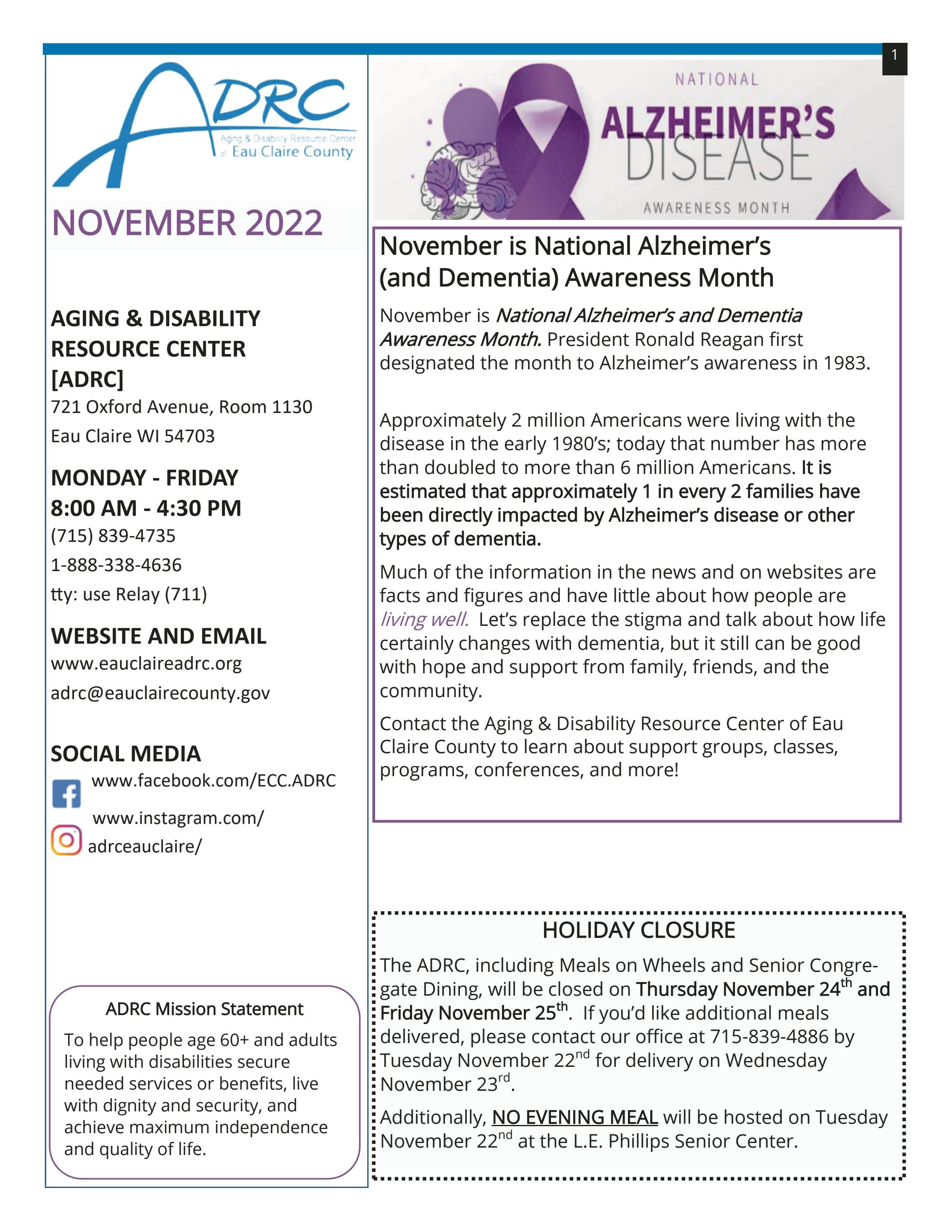 ADRC November 2022 by ADRC Eau Claire County - Issuu