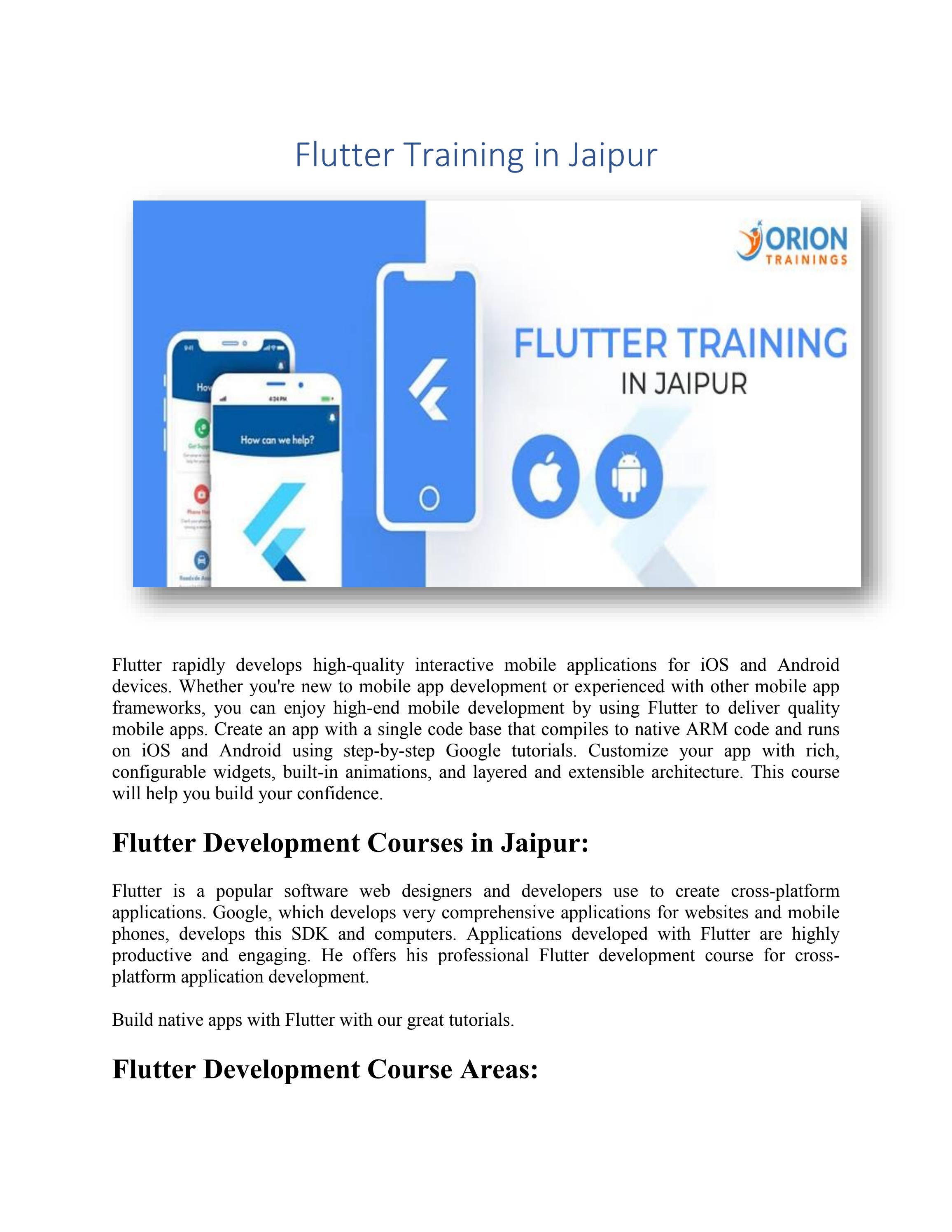 Orion Trainings | Flutter Training In Jaipur by Orion InfoSolutions - Issuu