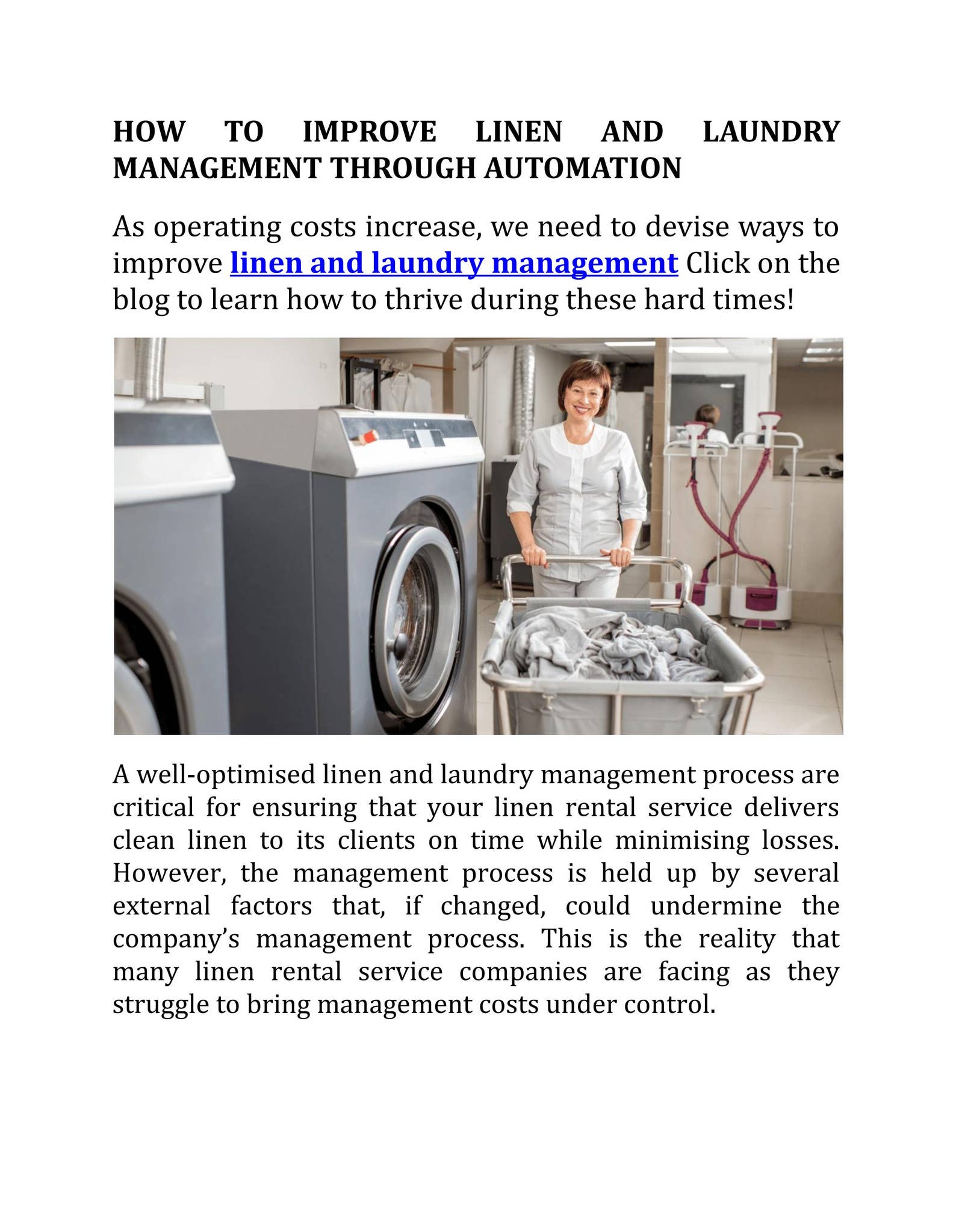 HOW TO IMPROVE LINEN AND LAUNDRY MANAGEMENT THROUGH AUTOMATION by ...